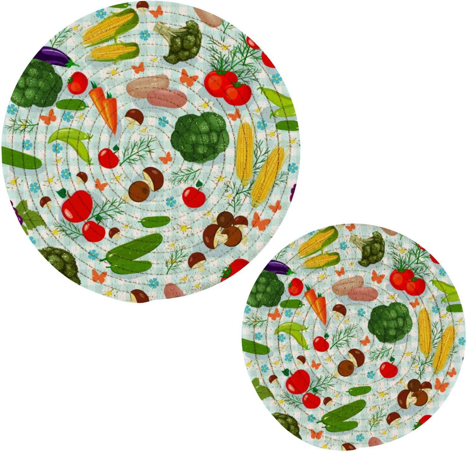 SKYSONIC 2 Pack Vegetable Tomato Chili Trivet Mat Carrot Potato Plaid ...