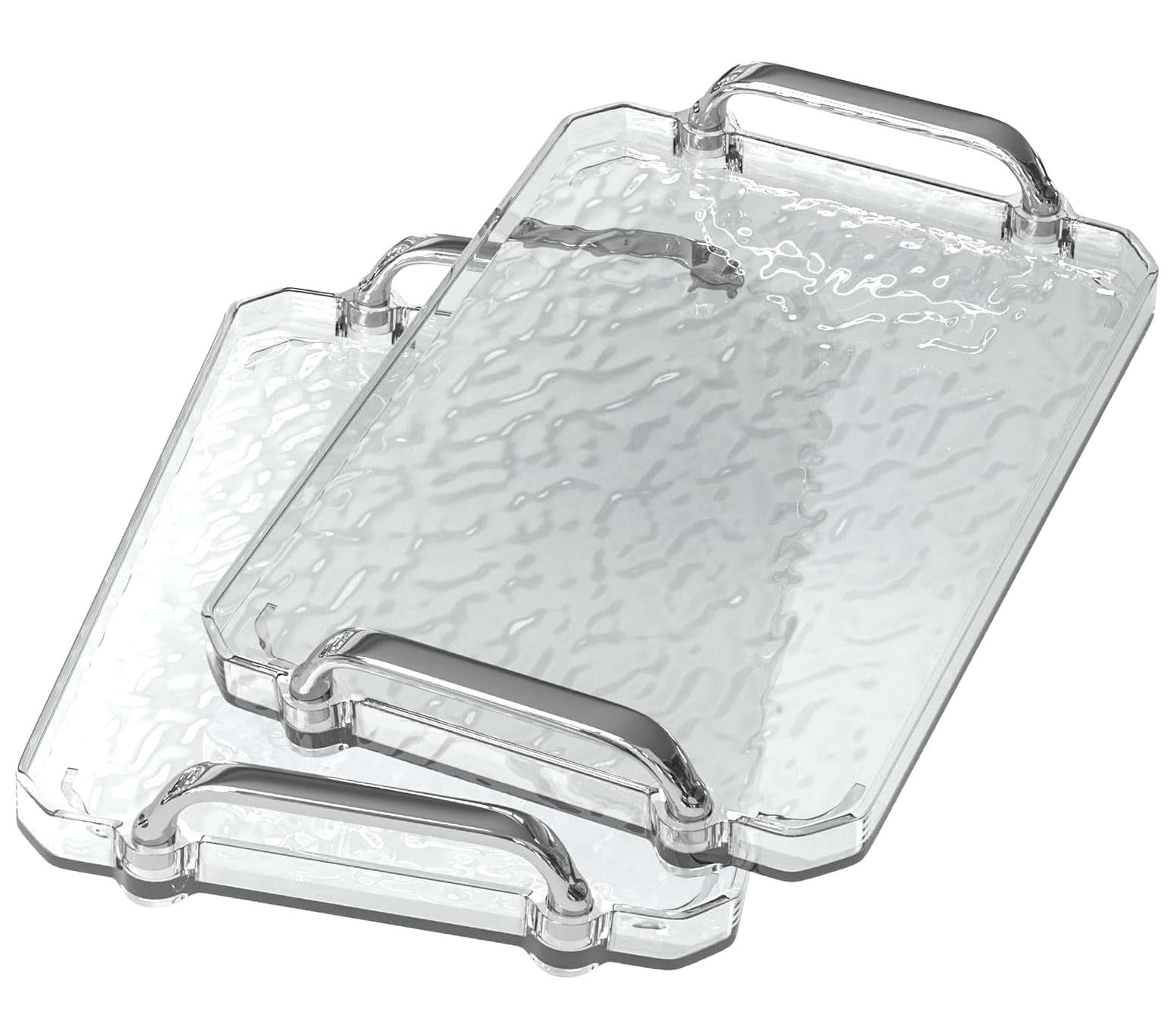 SKYSONIC 2 Packs Serving Tray with Handles, Decorative Acrylic Tray for ...