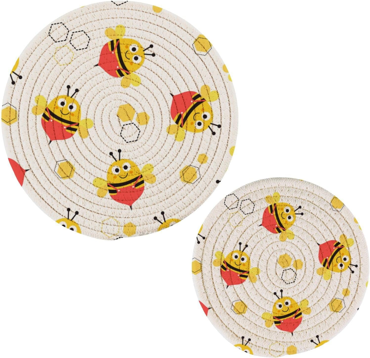 SKYSONIC 2 Pieces Bee Honeycomb Pot Holders Set, Trivet Hot Pads ...