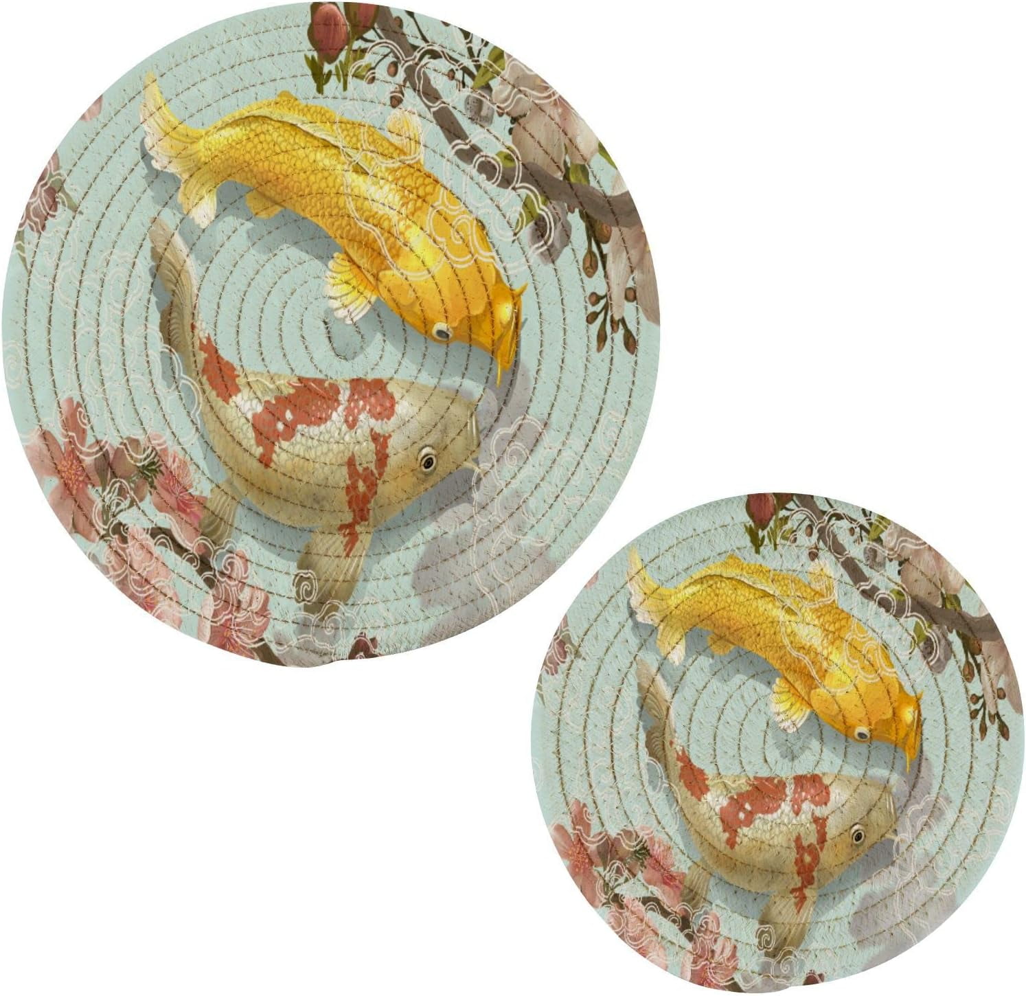 SKYSONIC 2 Pieces Fish Trivet Mat Tree Pot Holders Set, Hot Pads ...