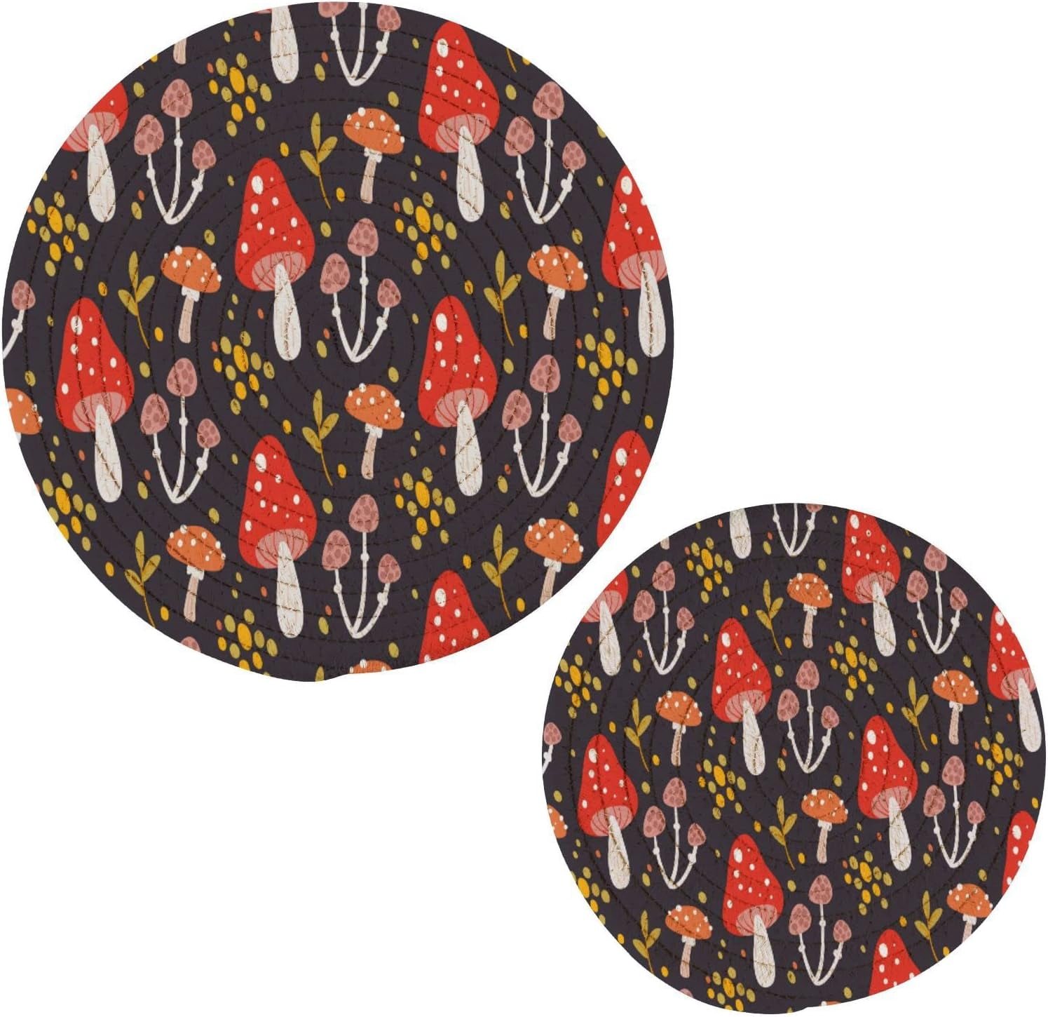 SKYSONIC 2 Pieces Mushroom Pattern Red Trivet Mat Pot Holders Set, Hot ...