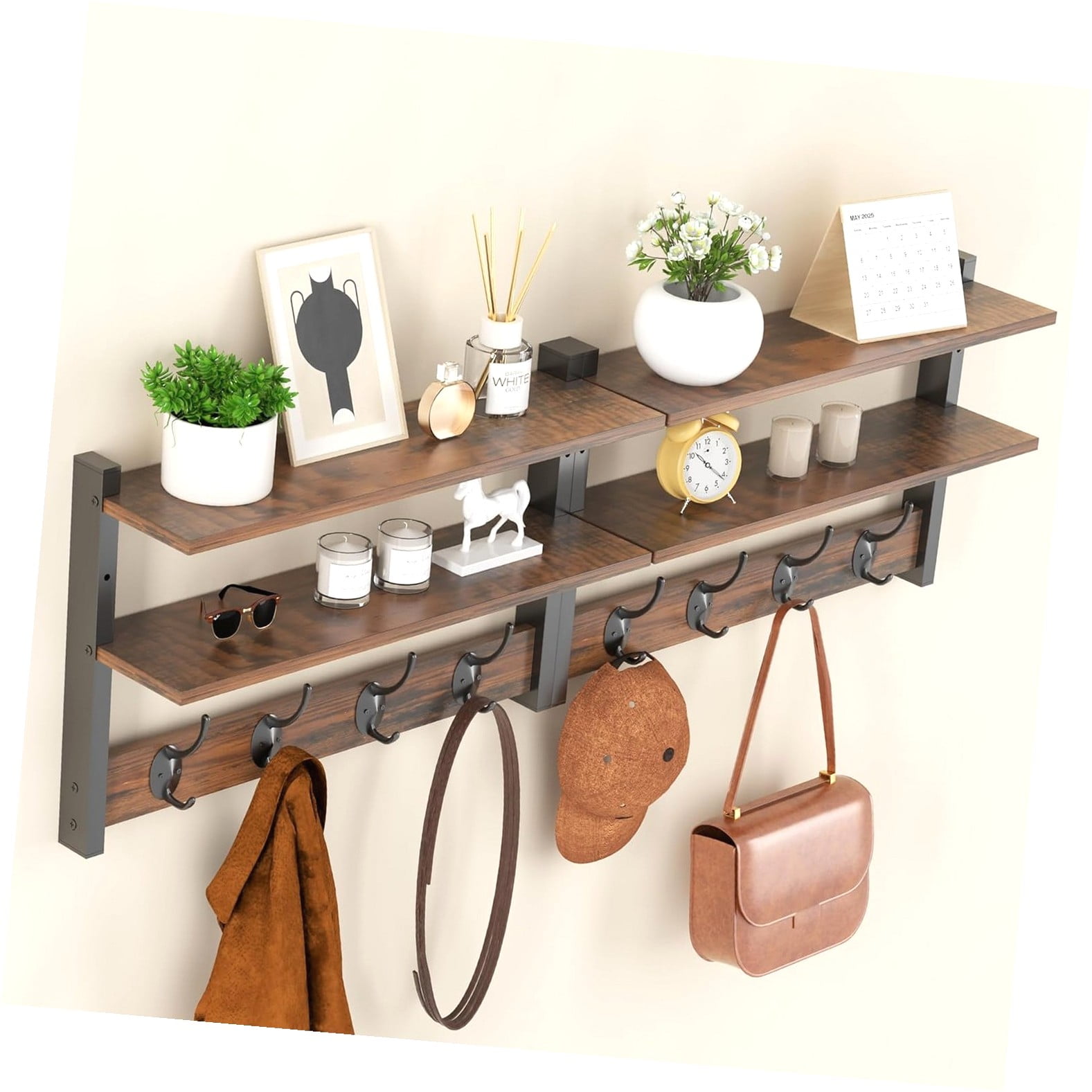 SKYSONIC 2 Tier Wall Mount with , 33" Wall Organizer with , Entryway ...