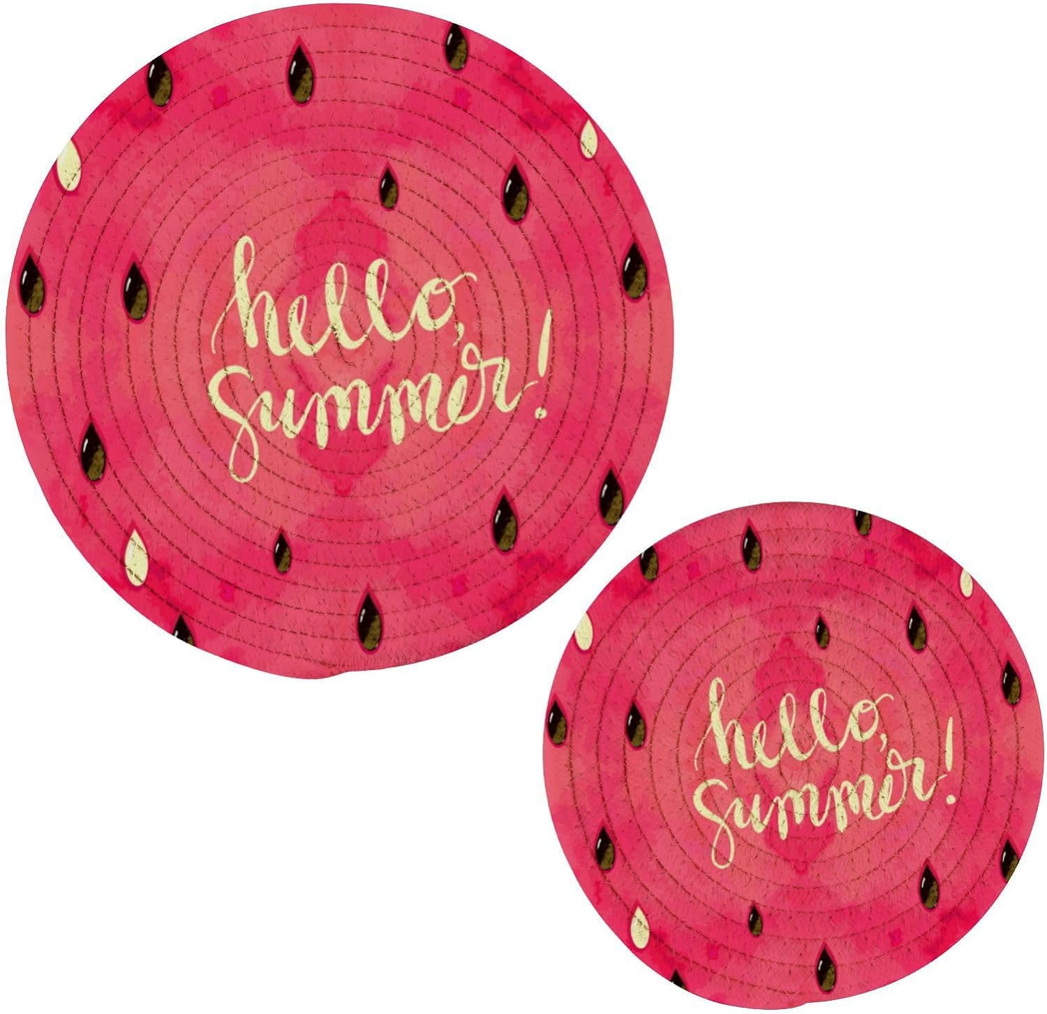 SKYSONIC 2 pack Hello Summer Watermelon Trivet Mat Fruits Pot Holders ...