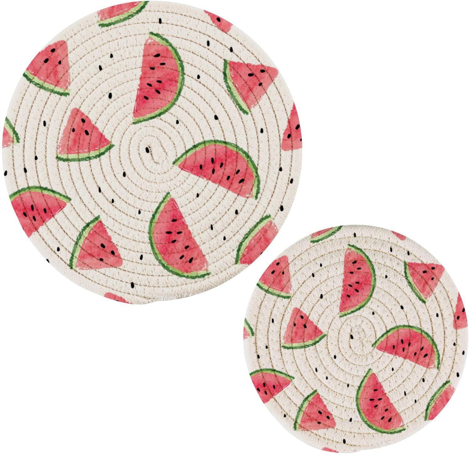 SKYSONIC 2 pack Summer Tropical Fruit Watermelon Trivet Mat Pot Holders ...