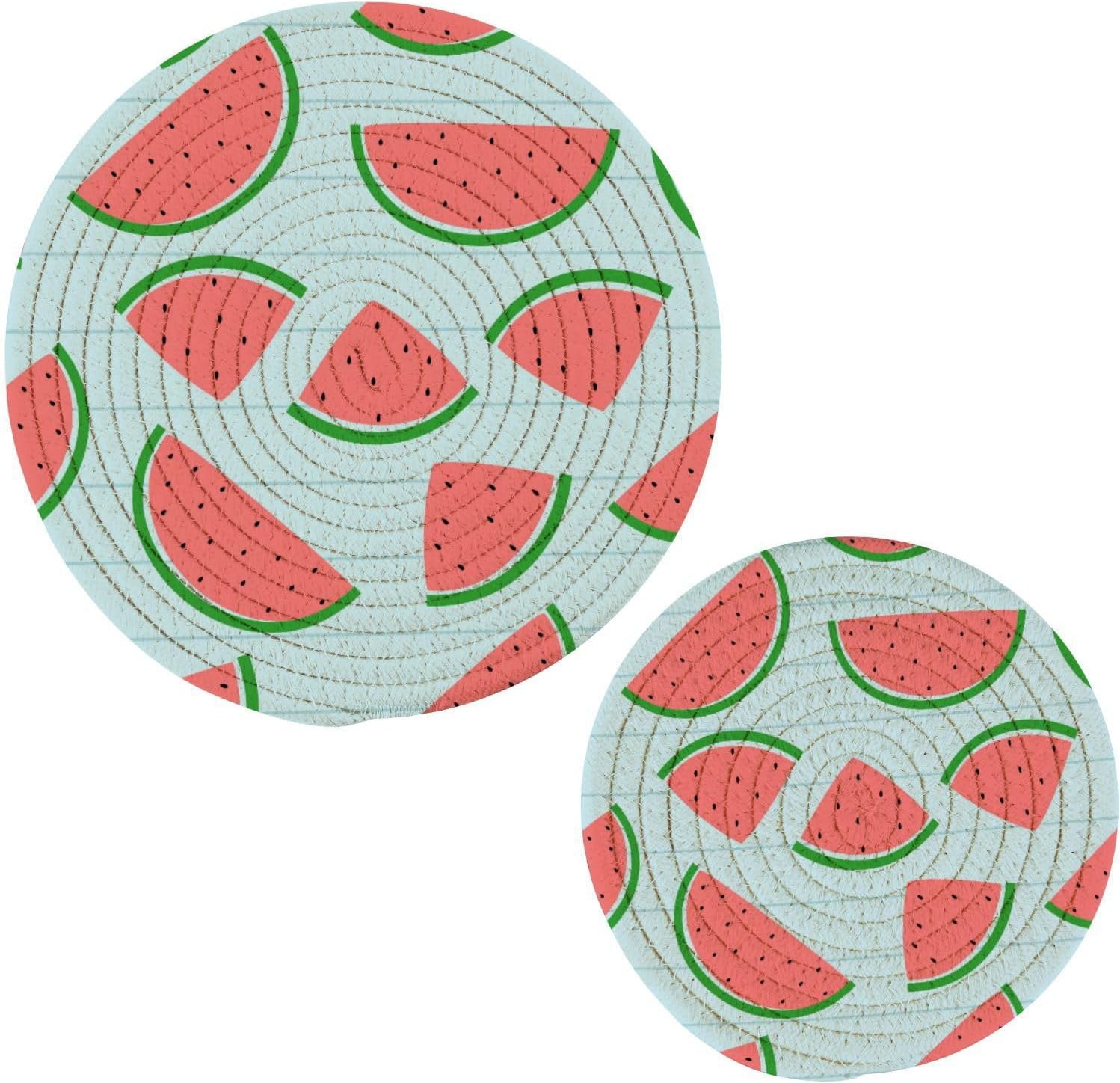 SKYSONIC 2 pack Watermelon Blue Wood Trivet Mat Pot Holders Set, Hot ...