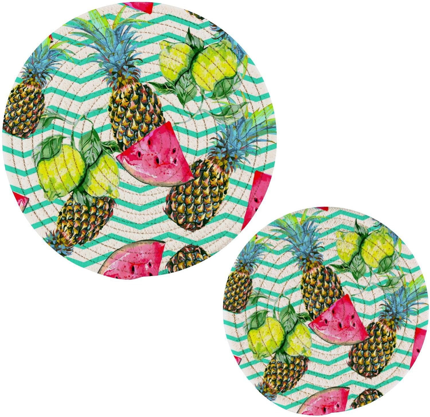SKYSONIC 2 pack Watermelon Slice Lemon Trivet Mat Pineapples Tropical ...