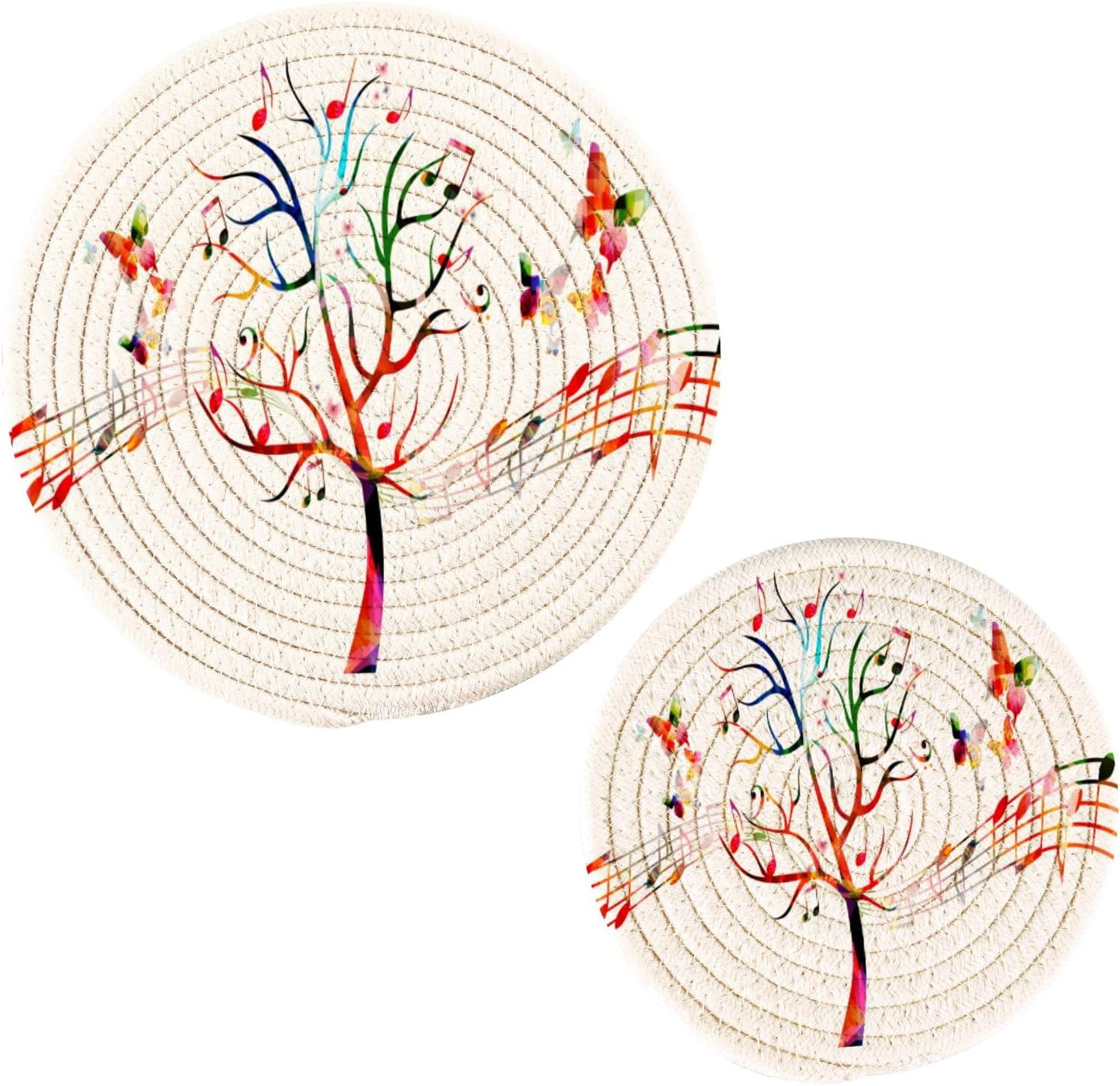 SKYSONIC 2 pcs Colorful Music Tree Pot Holders Trivets, Heat Resistant ...