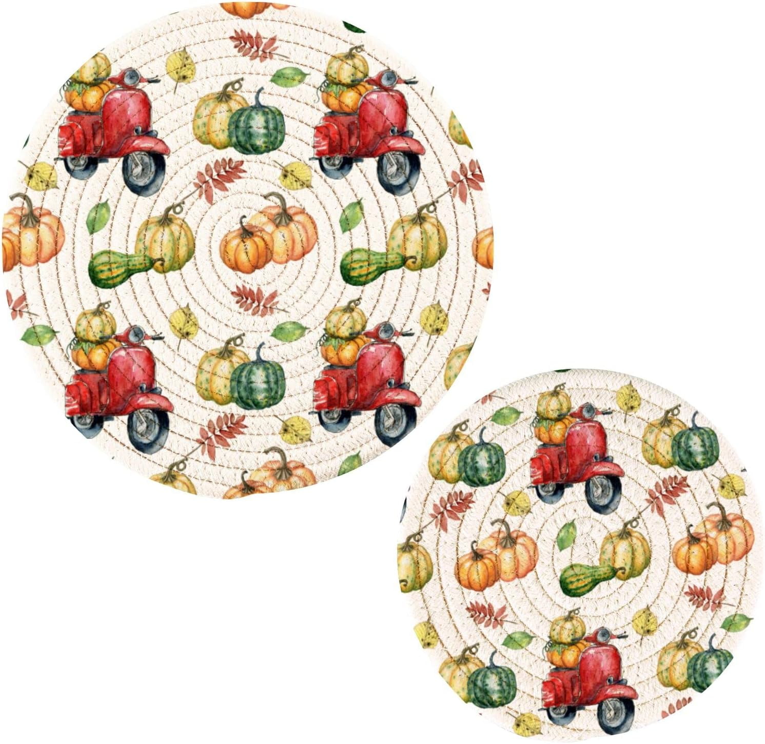 SKYSONIC 2 pcs Fall Harvest Motor Pumpkins Pot Holders Trivets, Heat ...