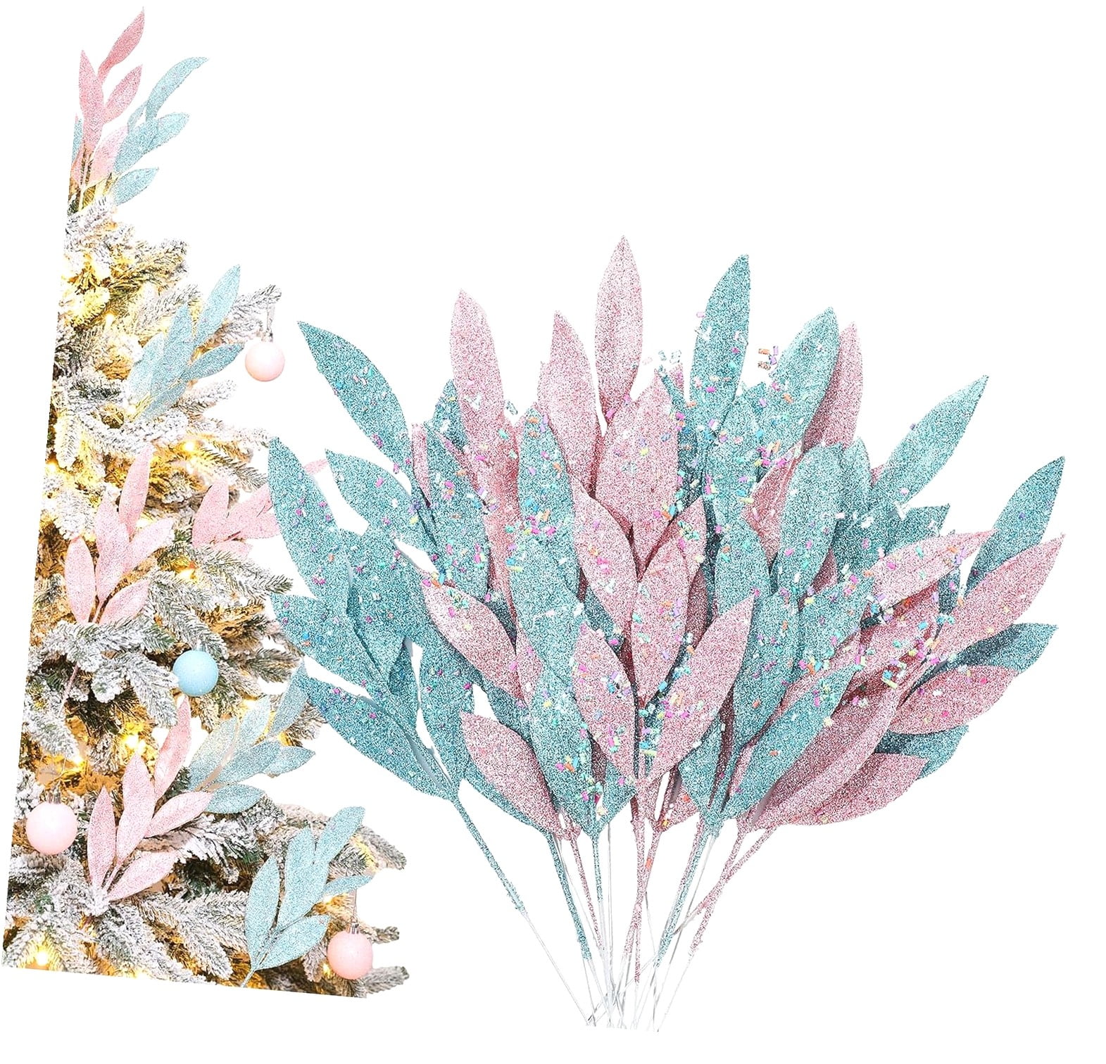 SKYSONIC 20 Pack Pastel Christmas Picks Blue Sprinkle Christmas Tree ...