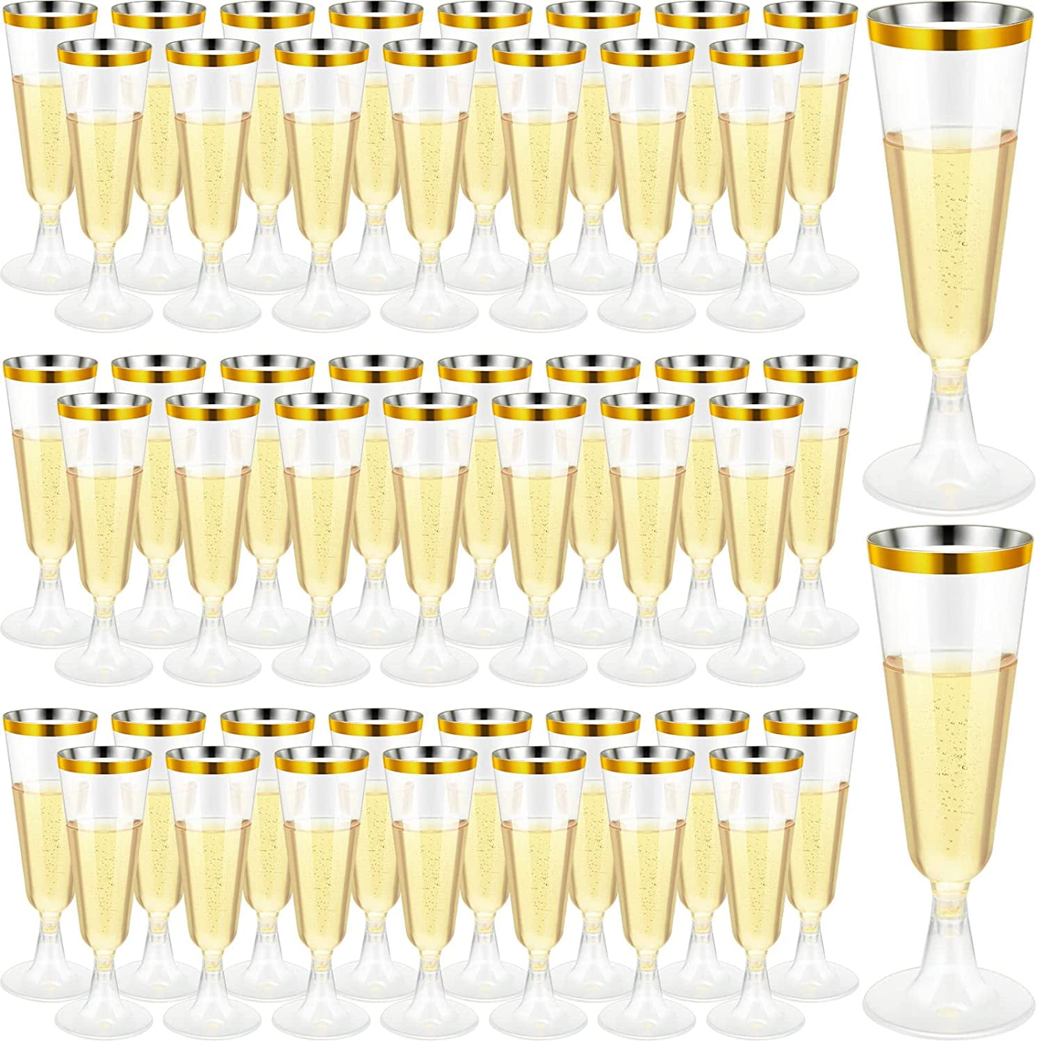 SKYSONIC 200 Pack Champagne Flutes Cups Plastic 5 Oz Wine Glasses ...
