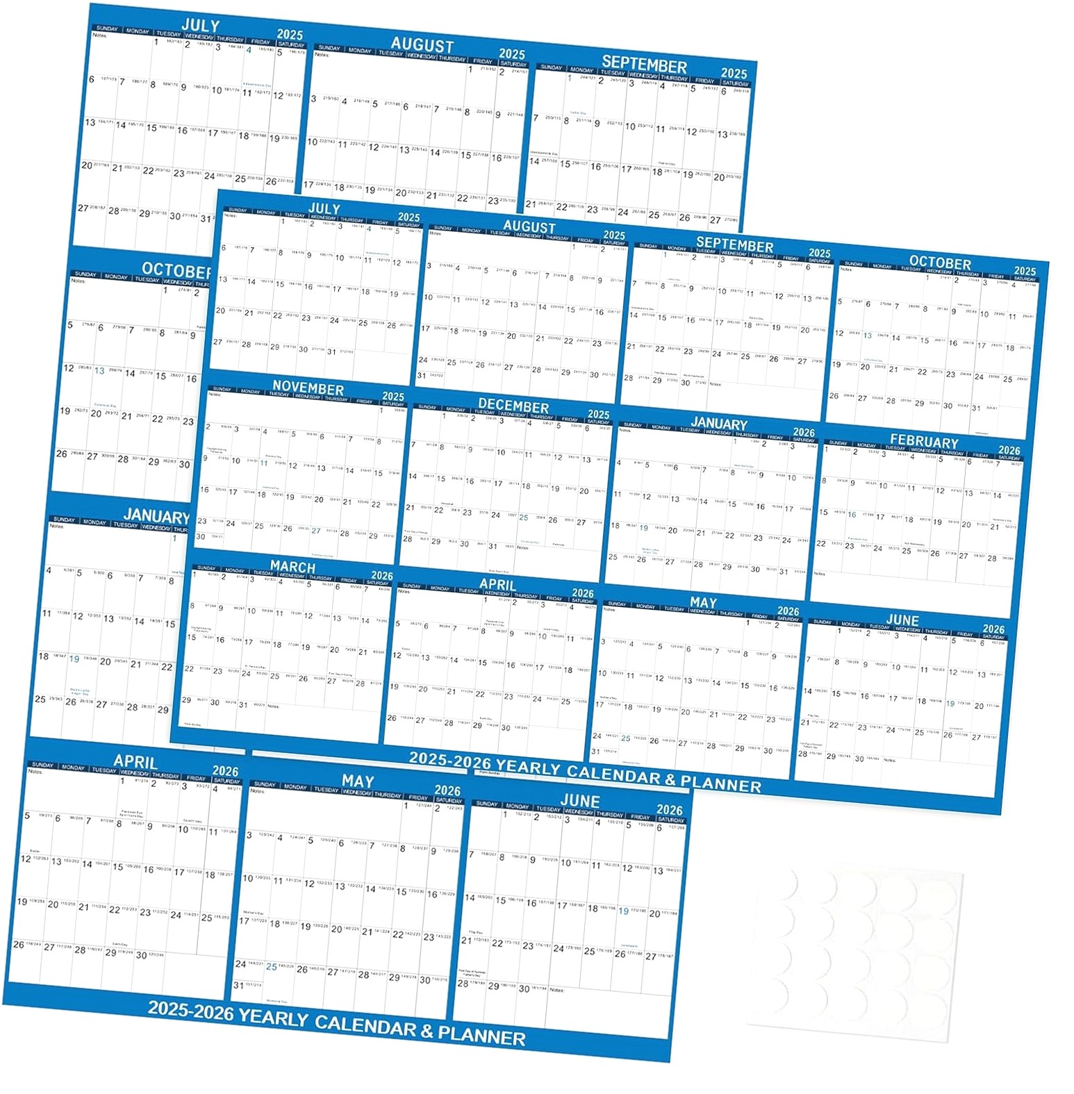 SKYSONIC 2025-2026 Wall Calendar 24" 36" Calendar for Wall from July ...
