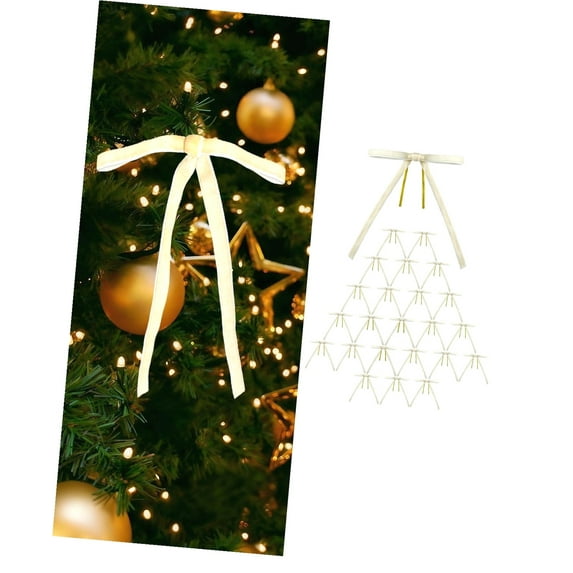 SKYSONIC 2025 White Velvet Bows 24-Pack for Christmas Tree Decorations ...