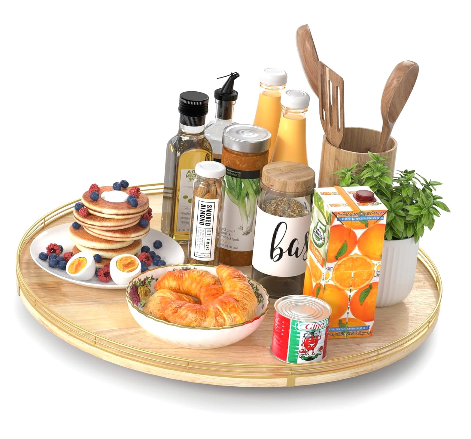 SKYSONIC 21-Inch Wooden Lazy Turntable – Iron, Extra Large Rotating for ...