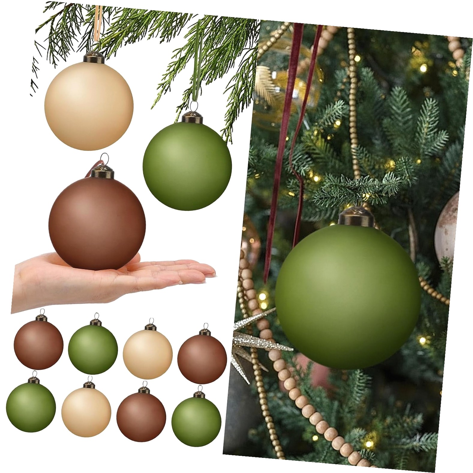 SKYSONIC 24 Pcs 3.15 Inch Neutral Frosted Christmas Ornaments Decor ...