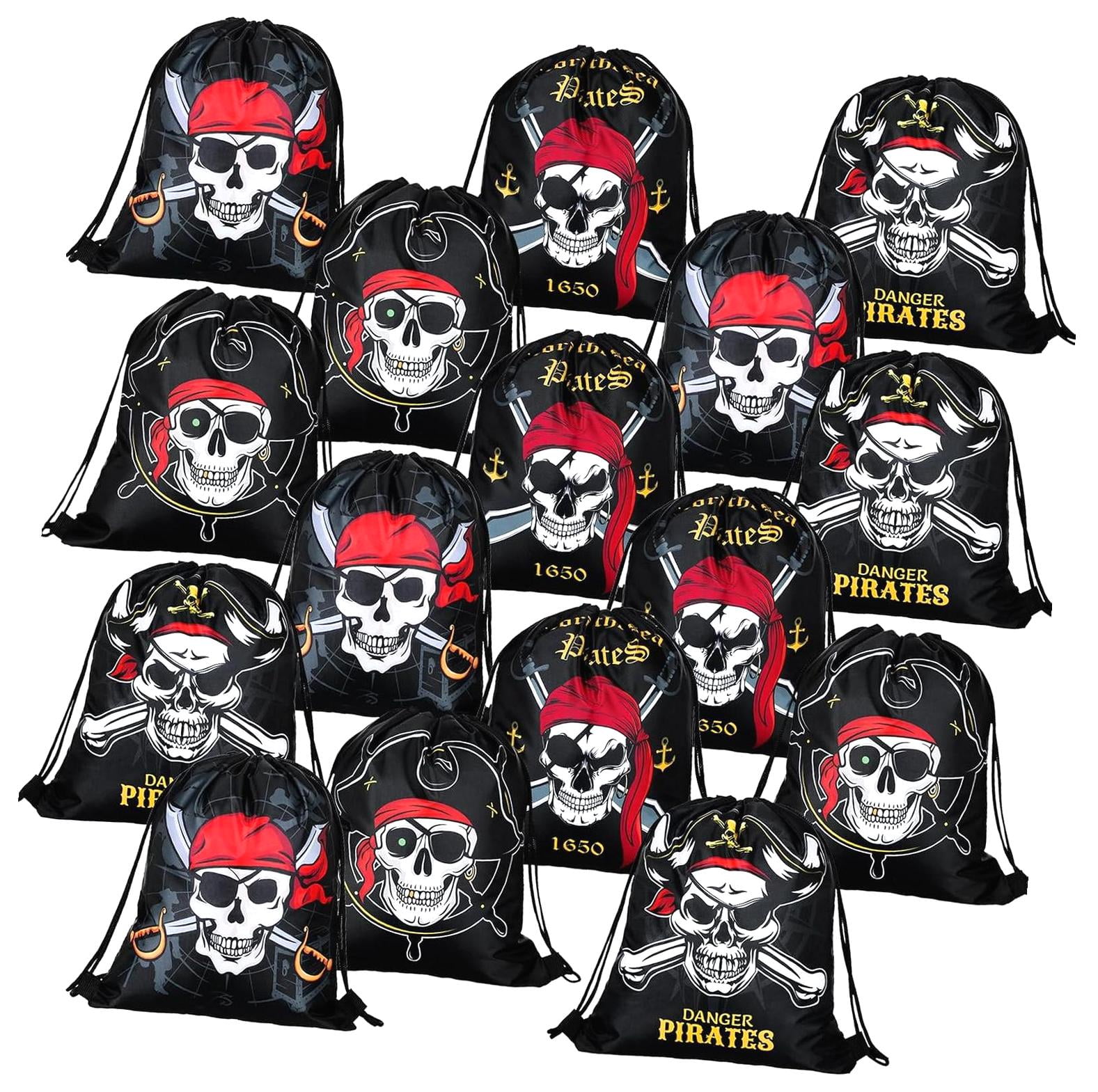 SKYSONIC 24 Pieces Pirate Party Favor Goody Candy Bags Pirate Captain ...