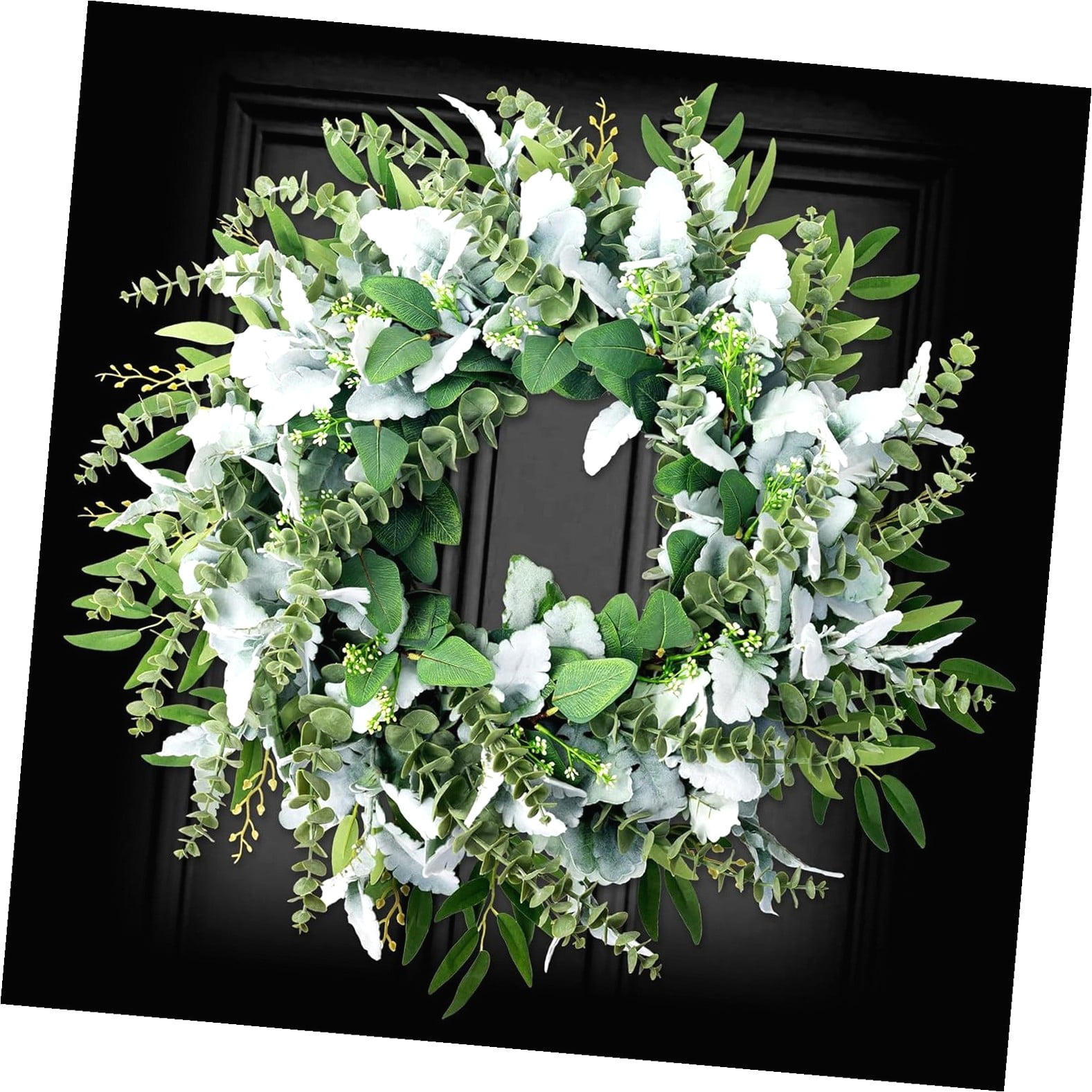 SKYSONIC 26 Inch Eucalyptus Door Wreath for All , Large Greenery Lambs ...