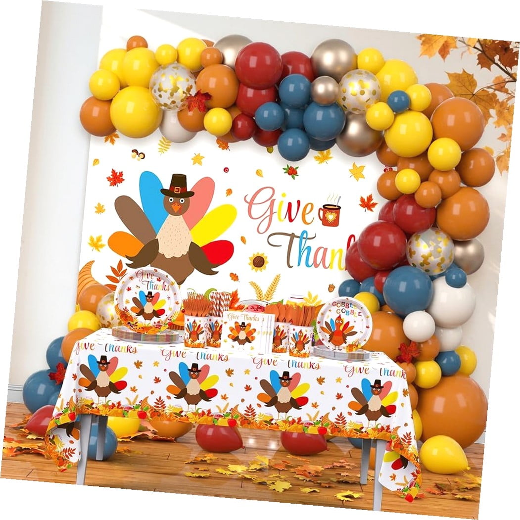 SKYSONIC 295 Pcs Turkey Thanksgiving Decorations Autumn Dinnerware ...
