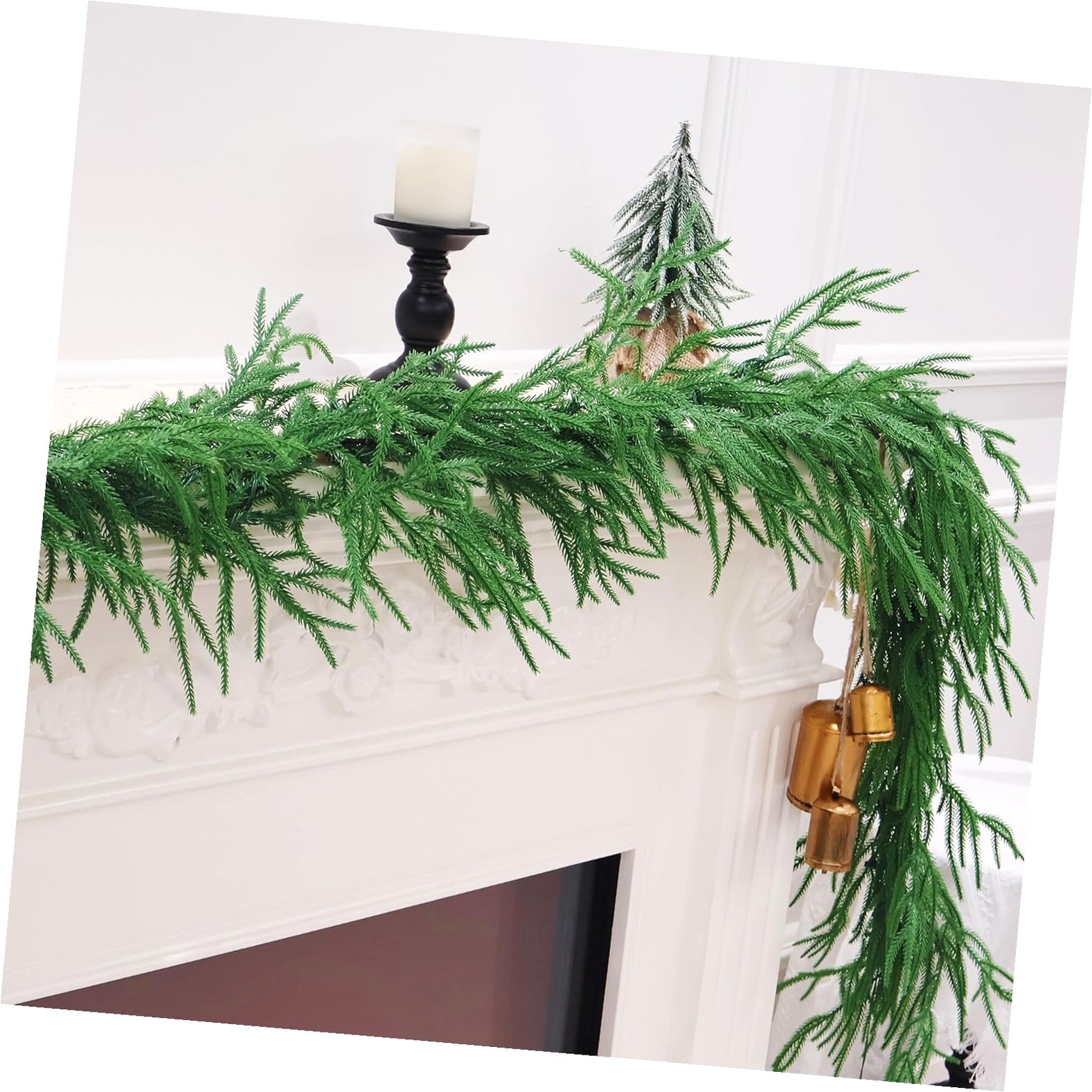 SKYSONIC 2PCS 9FT Christmas Garland Norfolk Pine Garland Touch ...