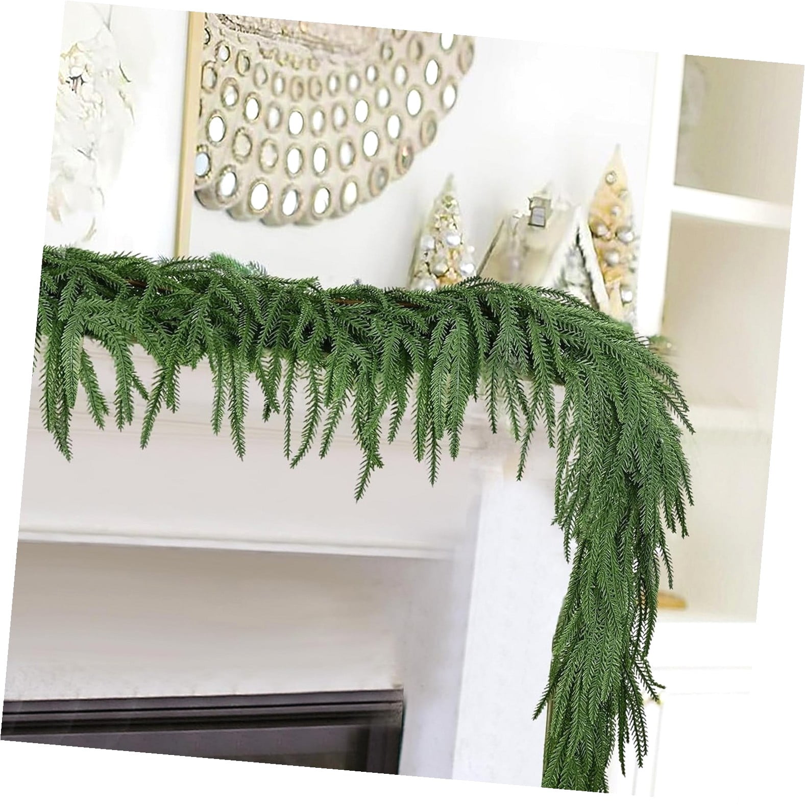 SKYSONIC 2PCS 9FT Touch Norfolk Pine Garland with 120 Branches ...