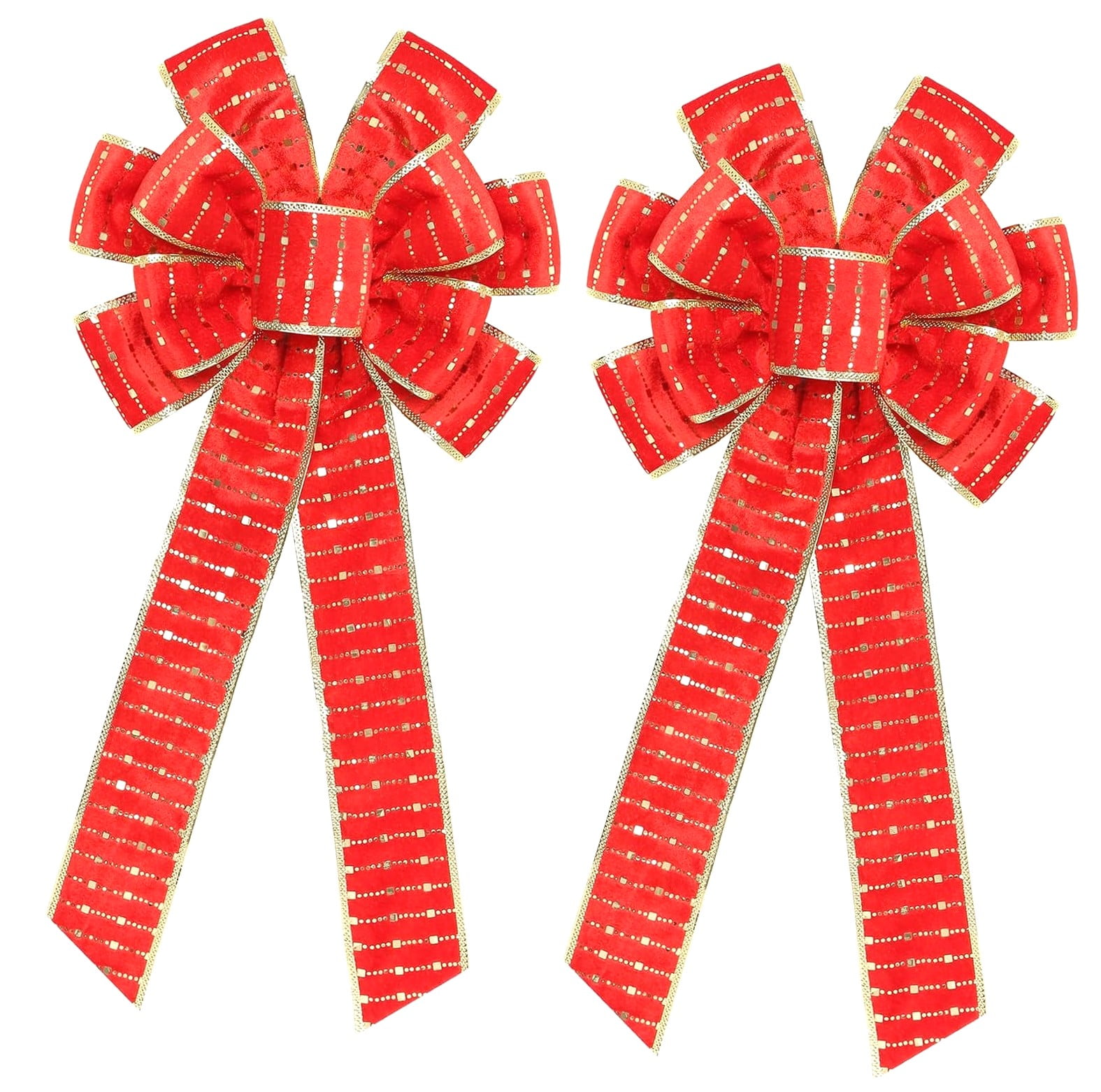 SKYSONIC 2PCS Red/ Velvet Christmas Bows with Patches 11"x19.6" for ...
