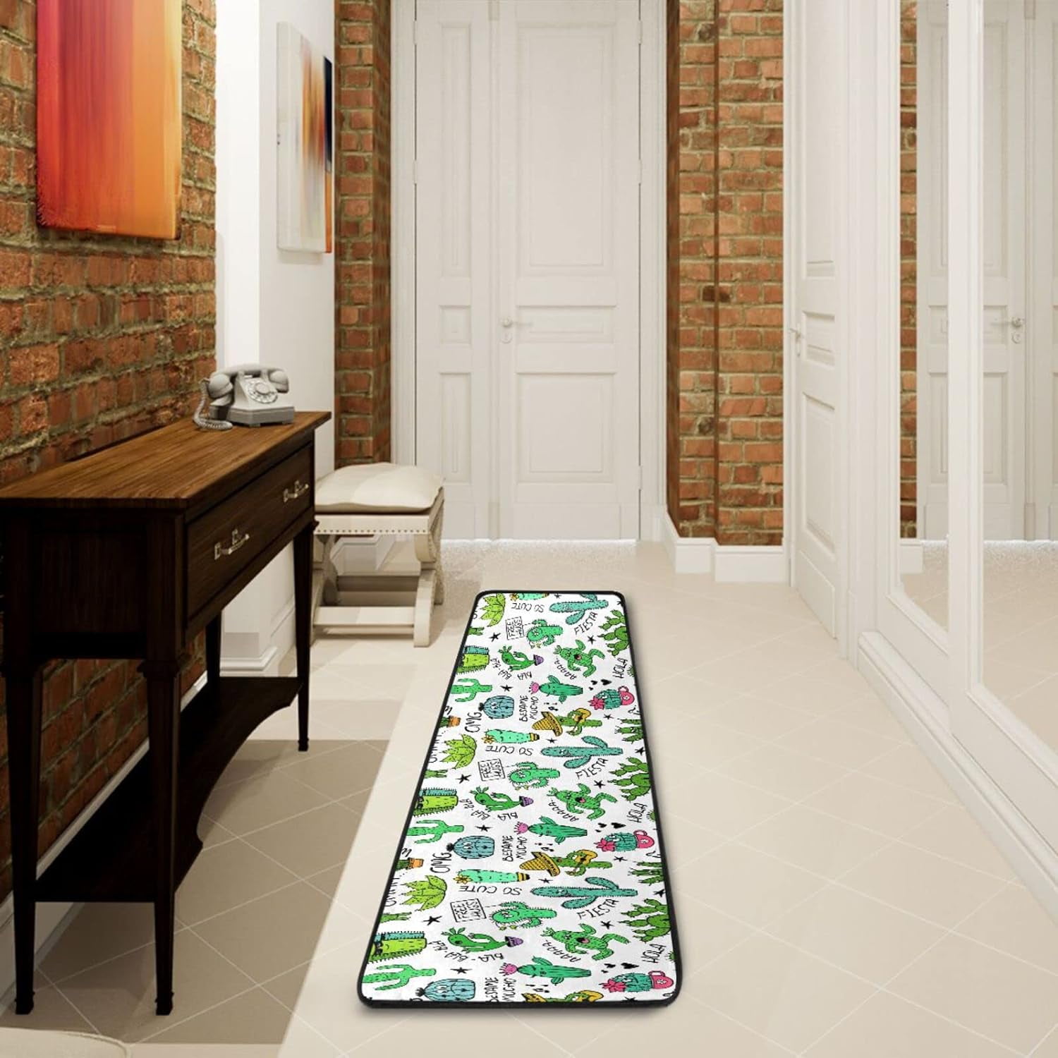 SKYSONIC 2X6 Feet Cute Cactus Funny Runner Rug with Rubber Backing ...