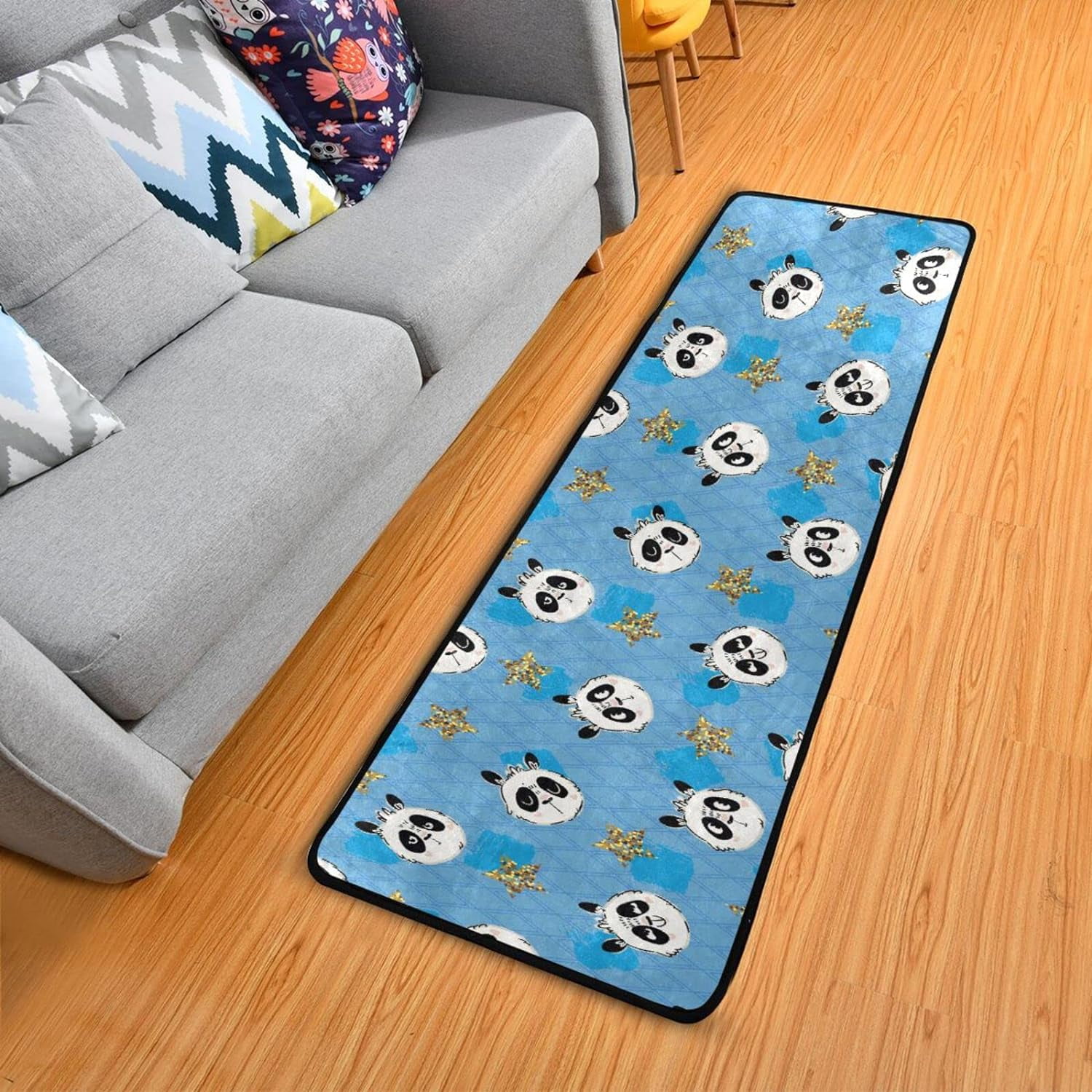 SKYSONIC 2X6 Feet Cute Cartoon Panda Runner Rug with Rubber Backing ...