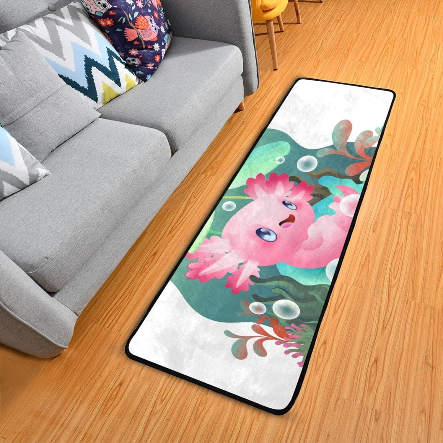 SKYSONIC 2X6 Feet Relax Axolotl Runner Rug with Rubber Backing, Cute ...