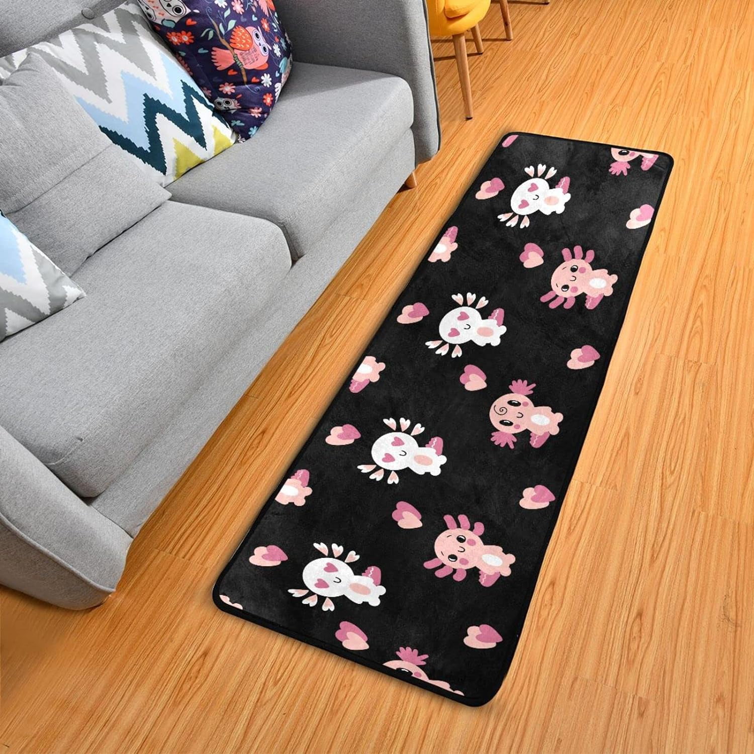 SKYSONIC 2X6 Feet Romantic Axolotls Runner Rug with Rubber Backing ...