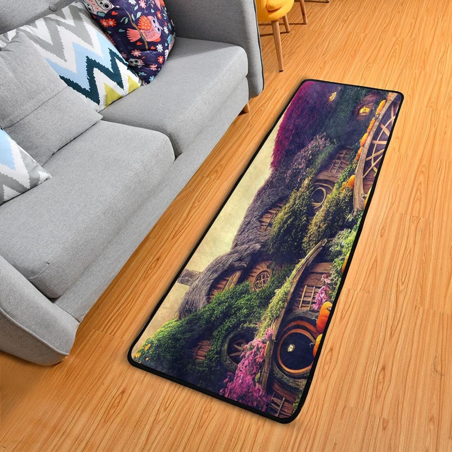 SKYSONIC 2X6 Feet Small Fairy House Runner Rug with Rubber Backing ...