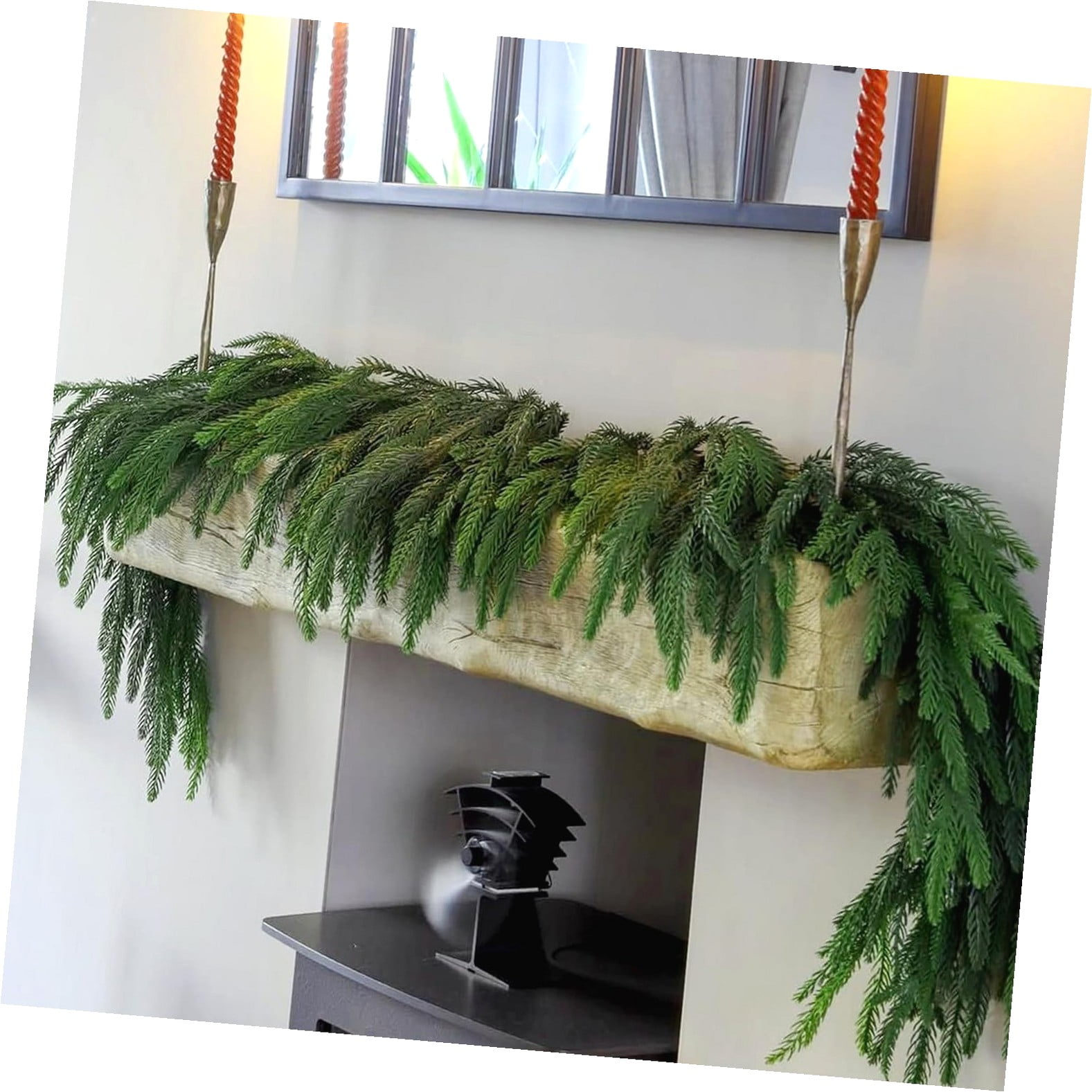 SKYSONIC 2pcs 6ft Christmas Norfolk Pine Garlands, Touch Artificial ...