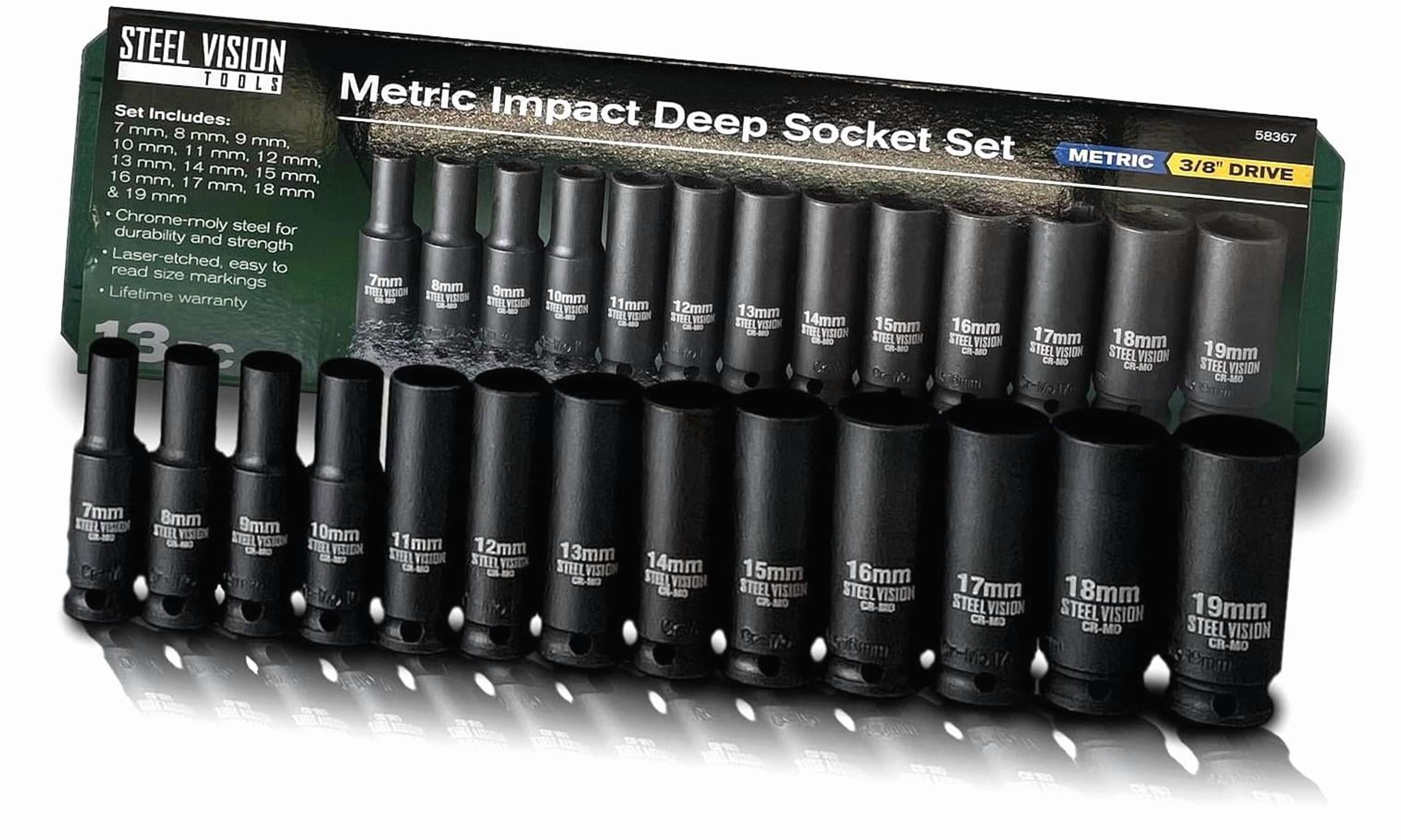 SKYSONIC 3/8" Drive SAE & Metric Impact Socket Set – Featuring Deep ...
