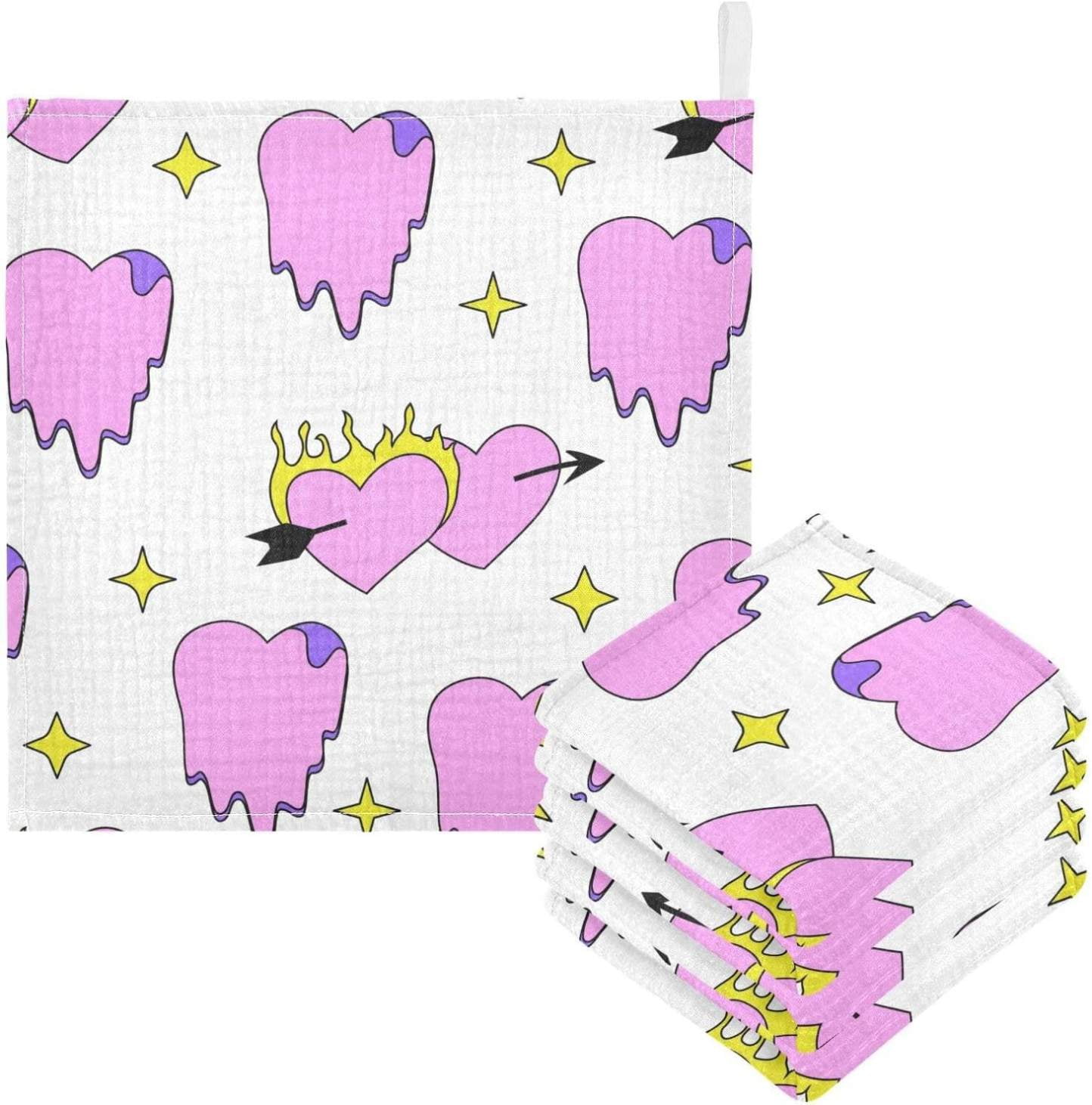 SKYSONIC 3 PCS Liquid and Flaming Hearts Baby Muslin Washcloths, Funny ...