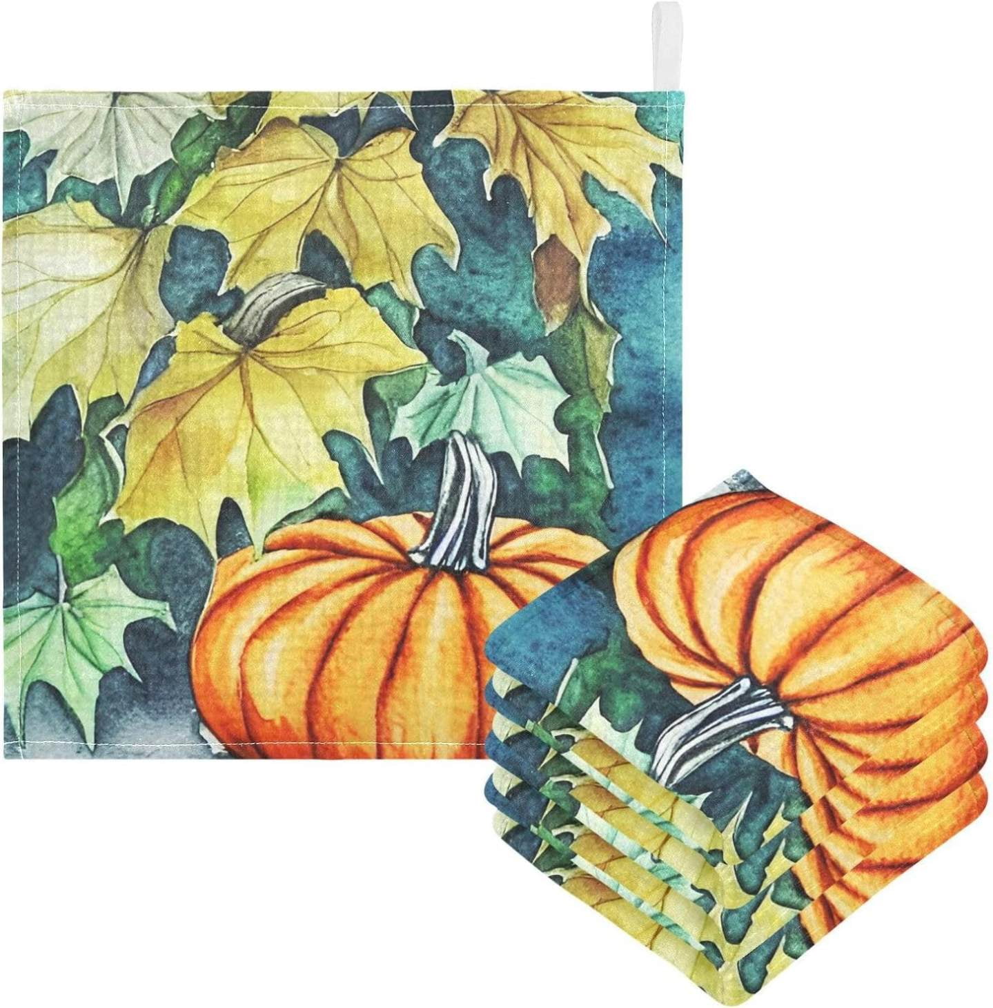 SKYSONIC 3 PCS Orange Pumpkin Colored Baby Muslin Washcloths, Autumn ...