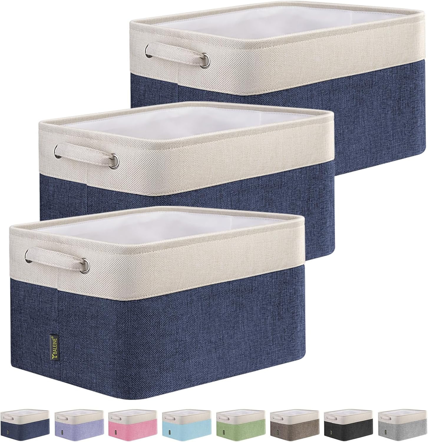 SKYSONIC 3 Pack Fabric Storage Bins Storage Basket Closet Sh Organizer ...