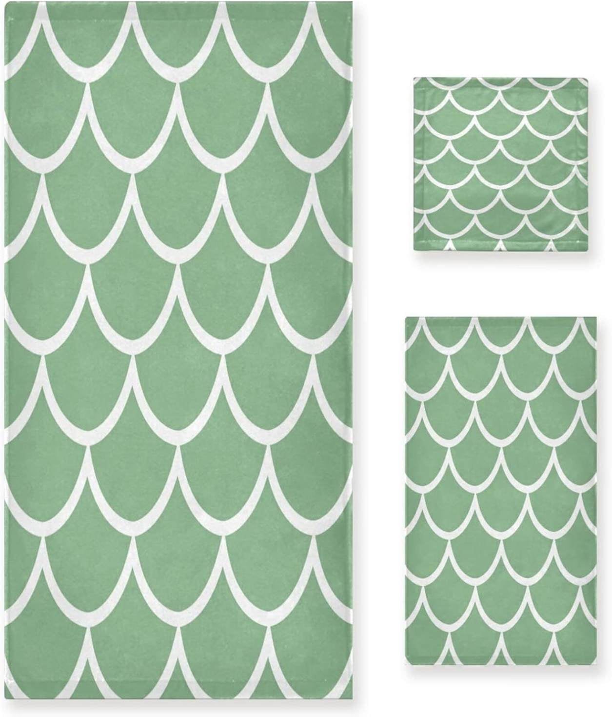 SKYSONIC 3 Pack Towel Beautiful Mermaid Sparkle Green Fish Scales ...
