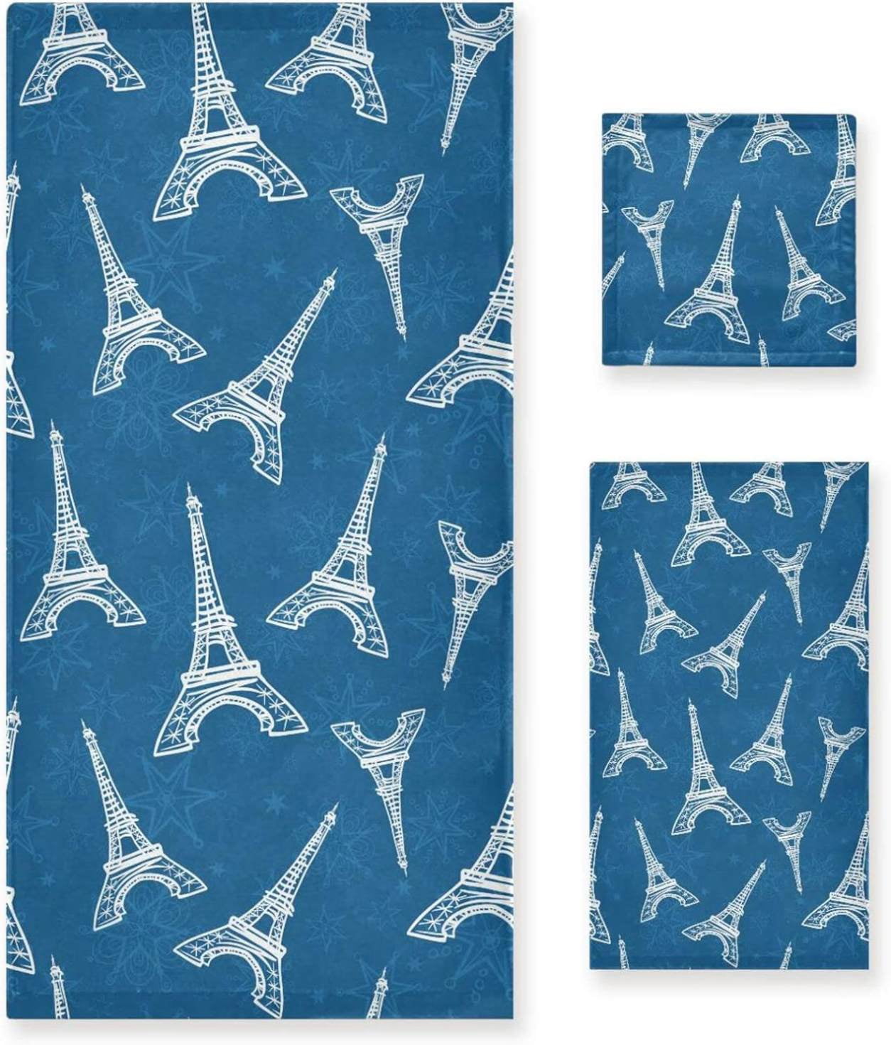 SKYSONIC 3 Pack Towel Beautiful Paris Eiffel Tower Cotton Bath Towel ...
