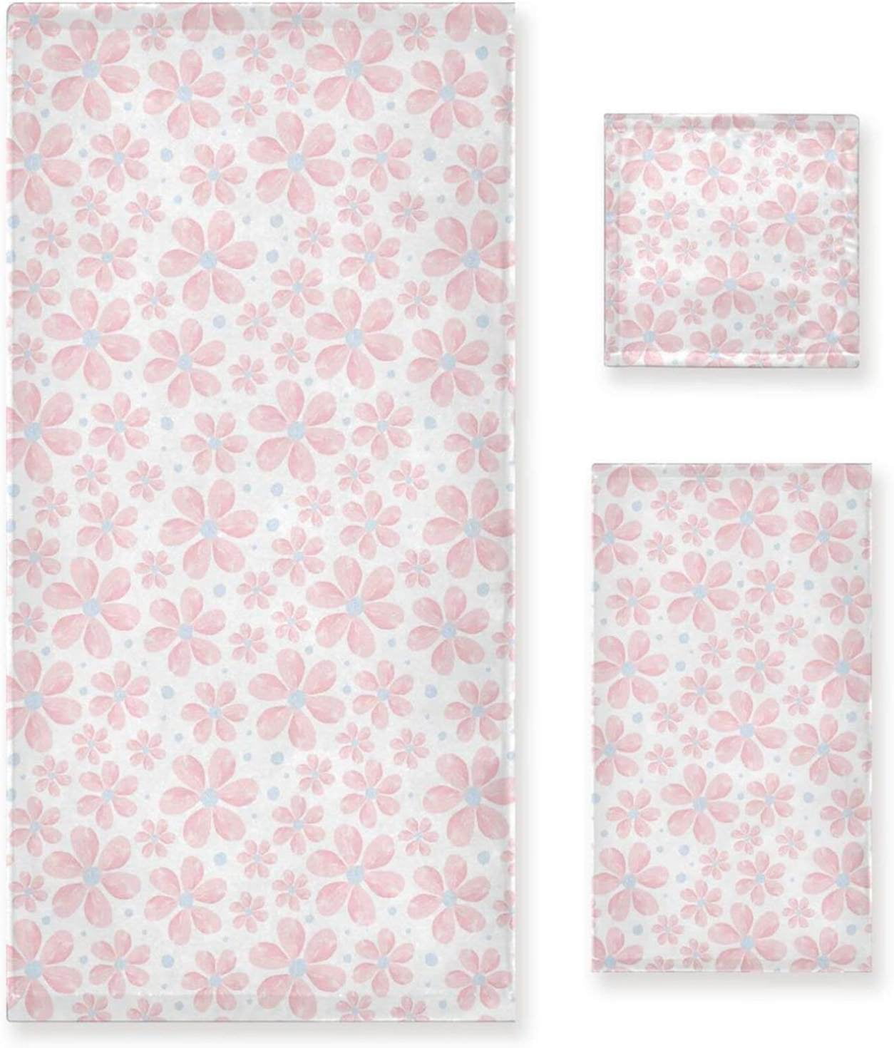 SKYSONIC 3 Pack Towel Bright Pink Petals Cotton Bath Towel Set (1 Bath ...