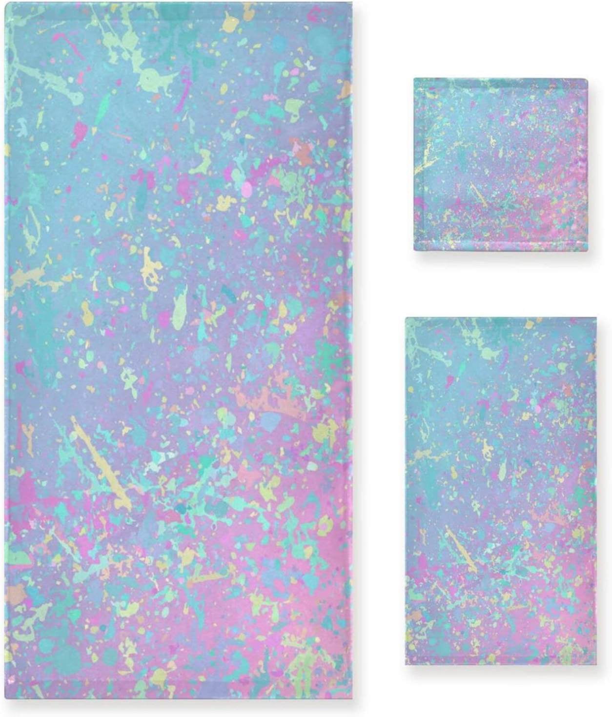 SKYSONIC 3 Pack Towel Fantasy Gradient Rainbow Cotton Bath Towel Set (1 ...