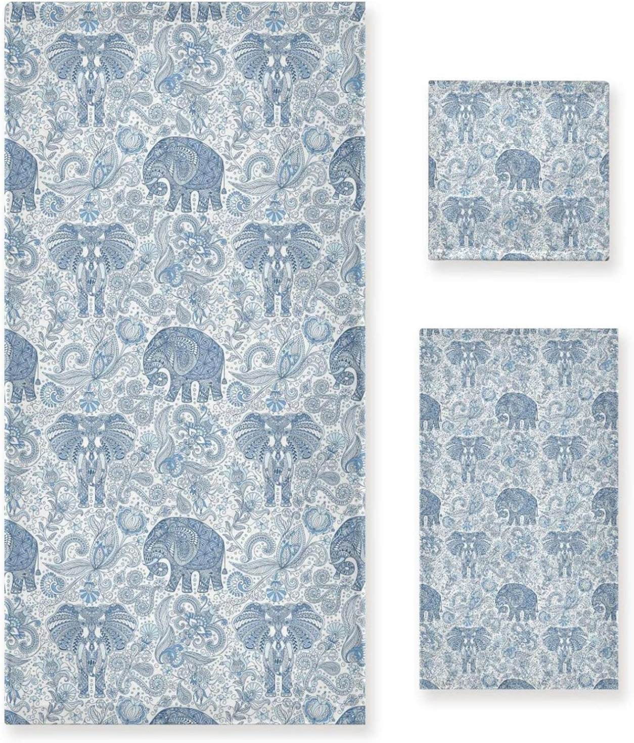 SKYSONIC 3 Pack Towel Paisley Ethnic Elephant Totem Cotton Bath Towel ...