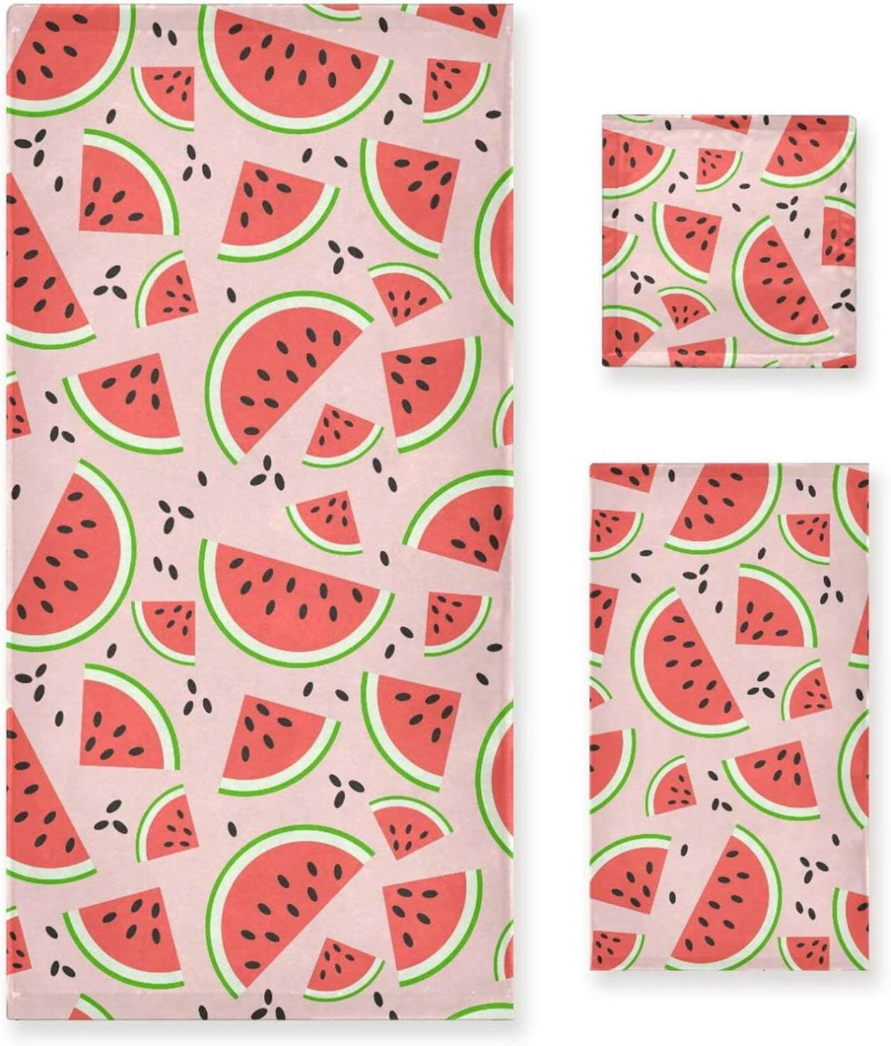 SKYSONIC 3 Pack Towel Pink Cartoon Watermelon Cotton Bath Towel Set (1 ...