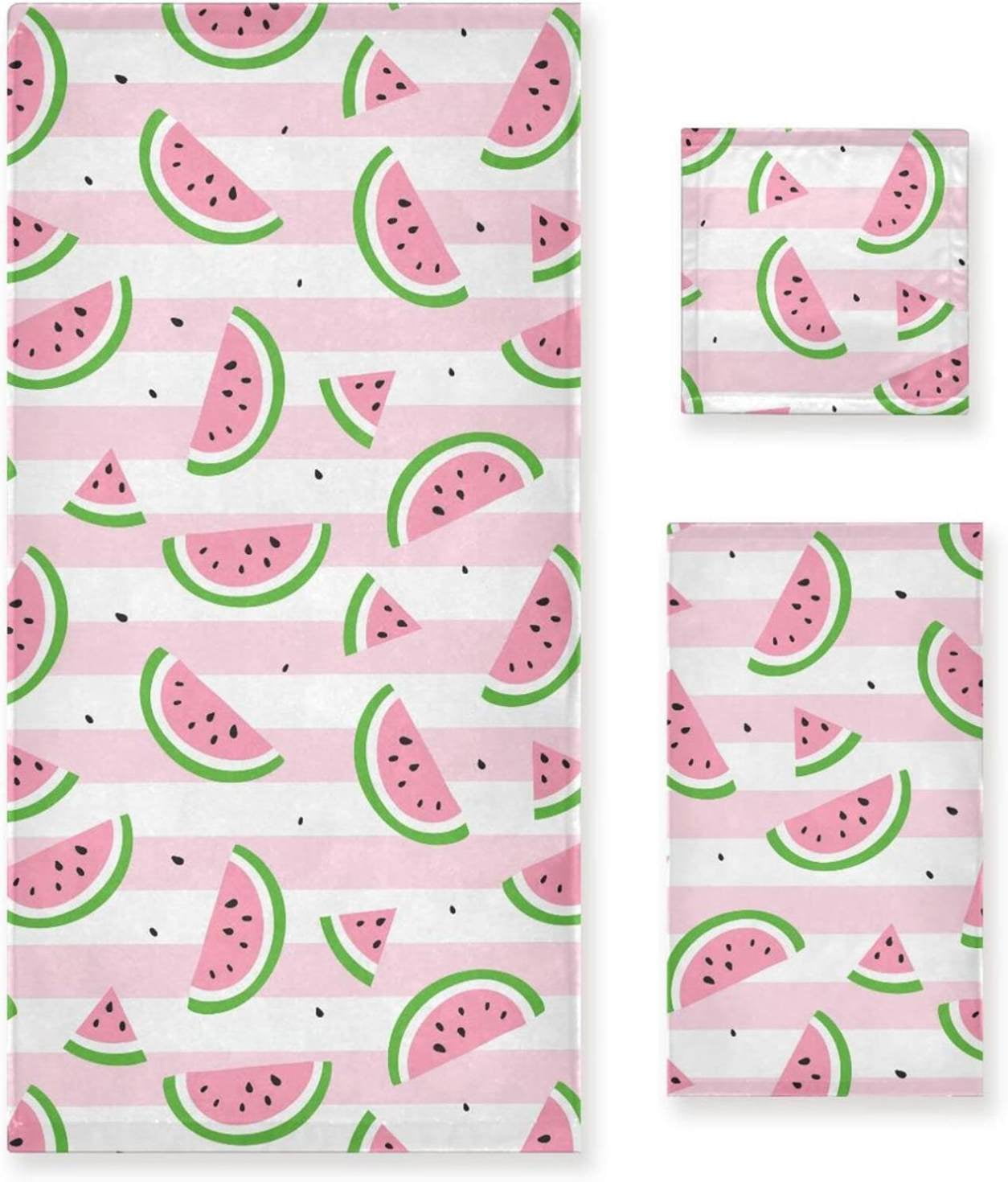 SKYSONIC 3 Pack Towel Pink Watermelon Cotton Bath Towel Set (1 Bath ...