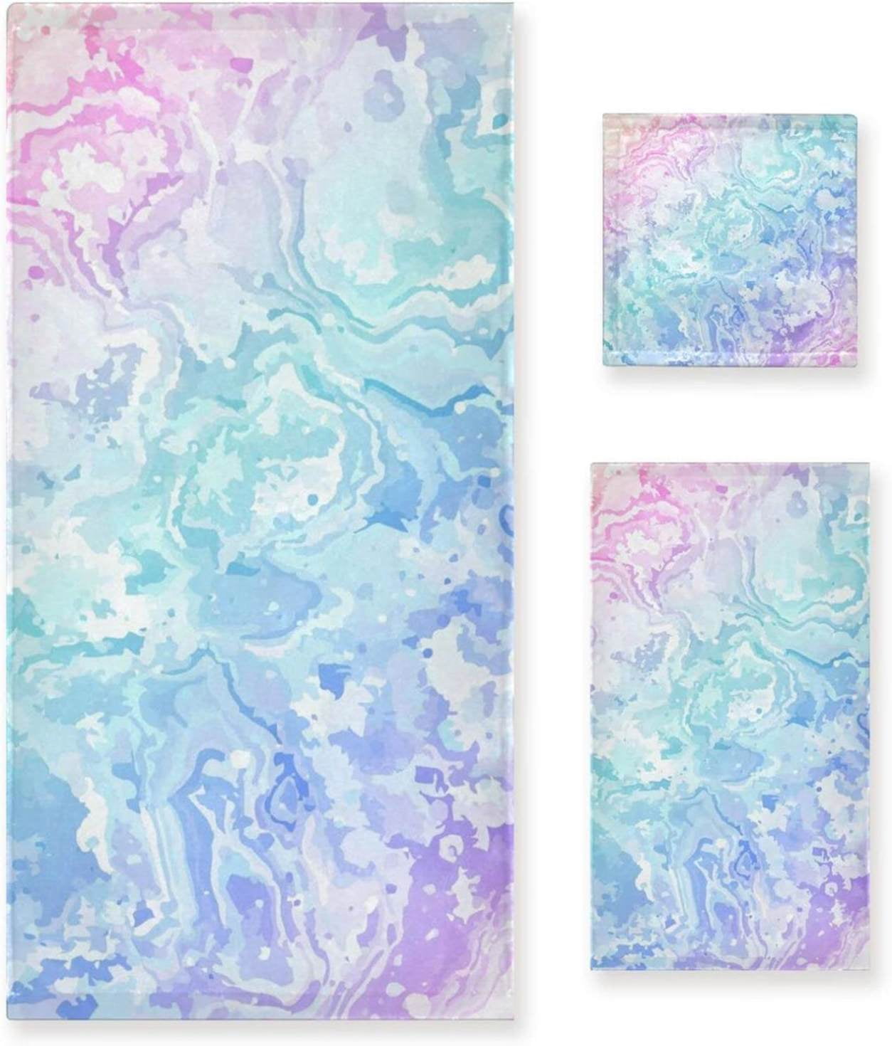 SKYSONIC 3 Pack Towel Rainbow Watercolor Cotton Bath Towel Set (1 Bath ...