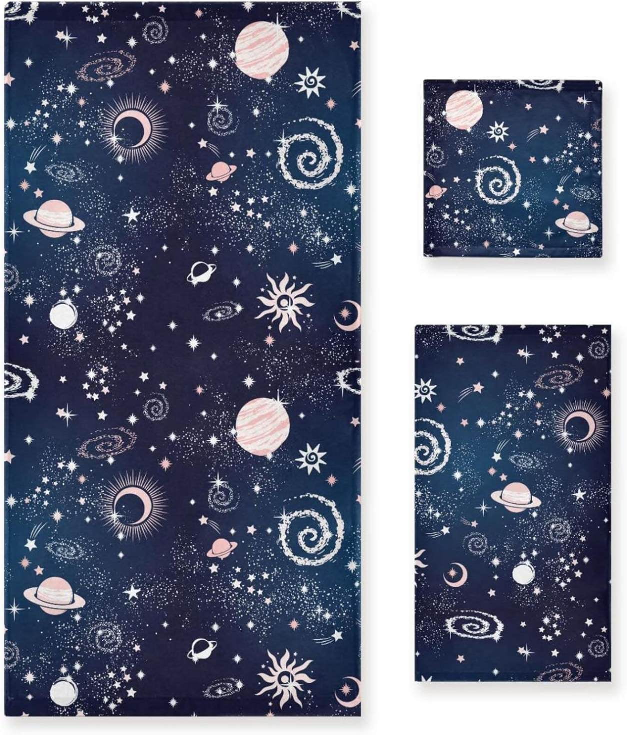 SKYSONIC 3 Pack Towel Space Galaxy Constellation Cotton Bath Towel Set ...