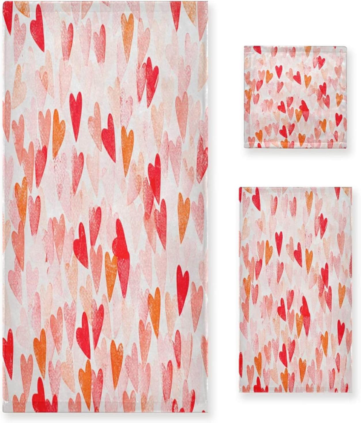 SKYSONIC 3 Pack Towel Valentine's Day Mother's Day Red Hearte Love ...