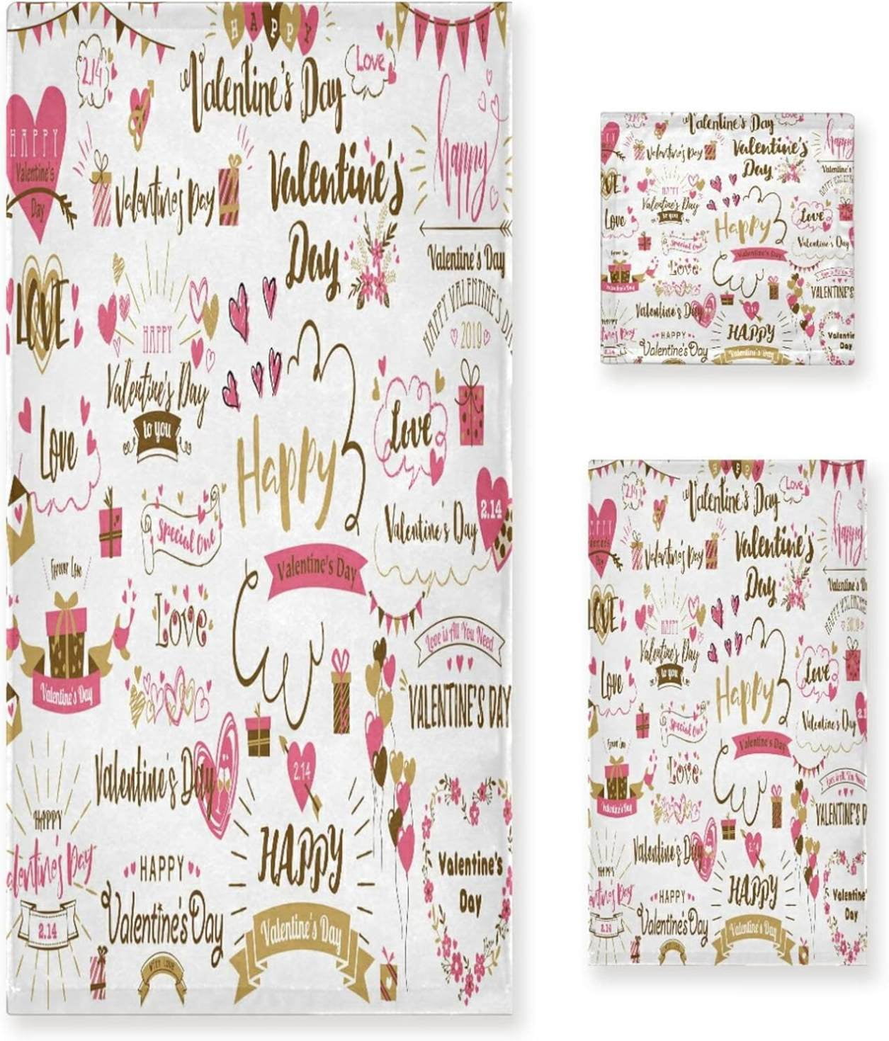 SKYSONIC 3 Pack Towel Valentine's Day Mother's Day Red Hearte Love ...