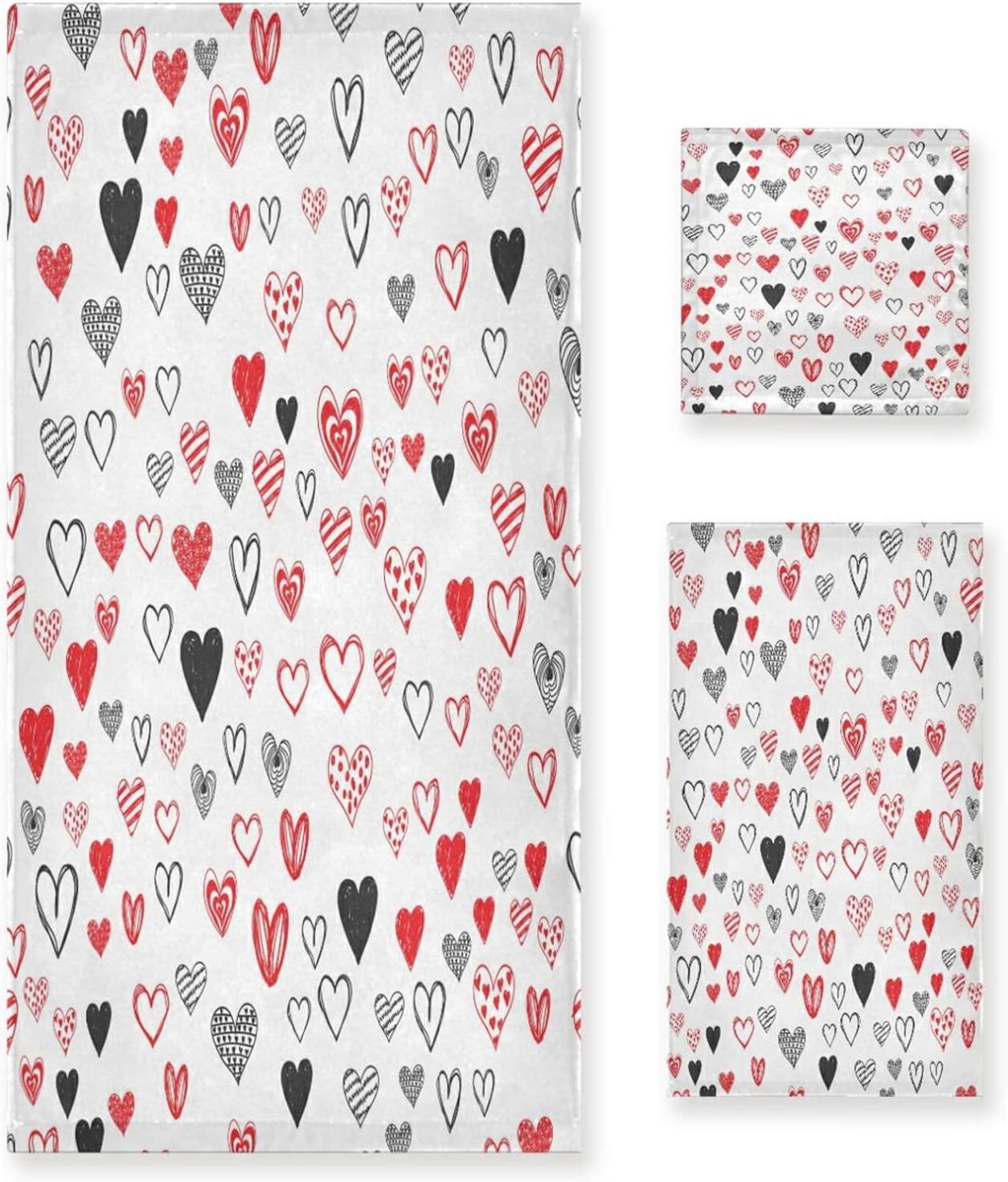 SKYSONIC 3 Pack Towel Valentine's Day Mother's Day Red Hearte Love ...