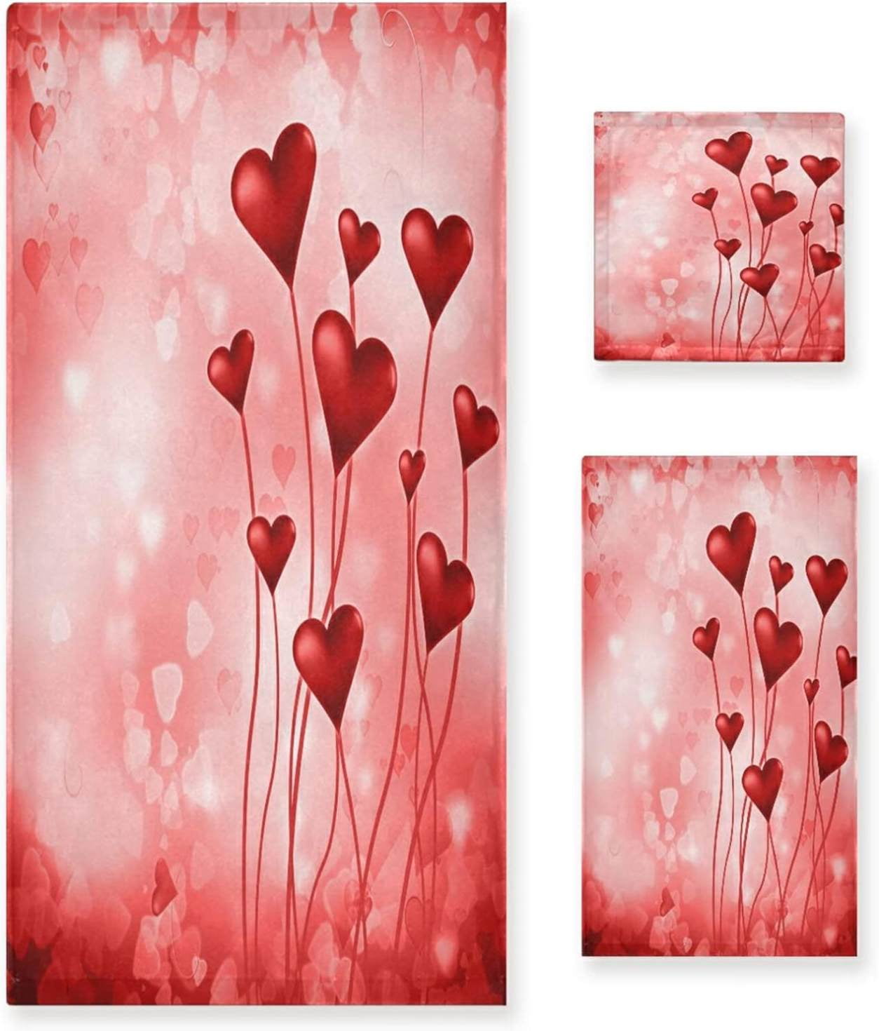 SKYSONIC 3 Pack Towel Valentine's Day Mother's Day Red Hearte Love ...