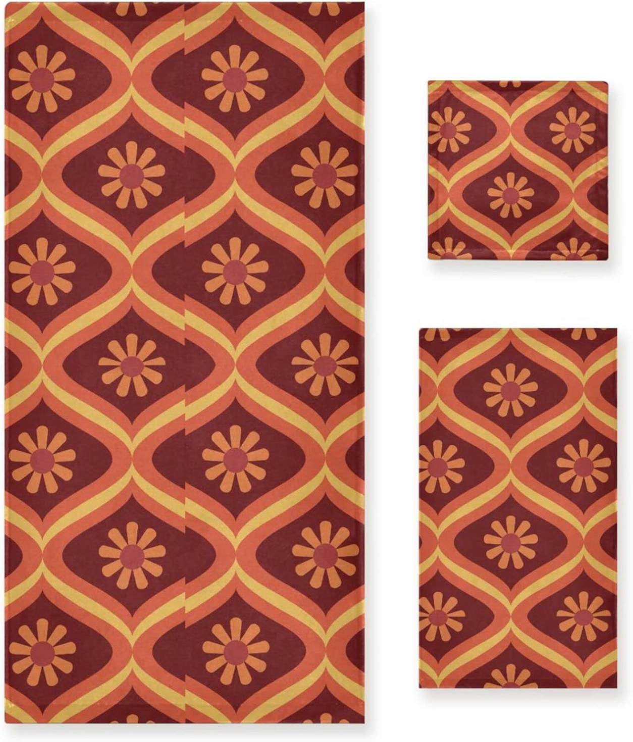 SKYSONIC 3 Pack Towel Vintage Flower Texture Cotton Bath Towel Set (1 ...