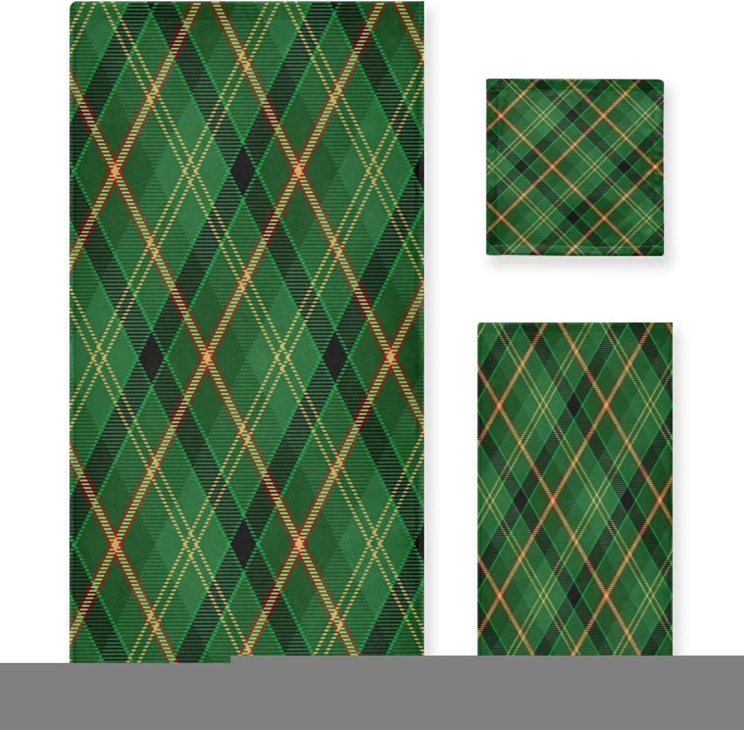 SKYSONIC 3 Pack Towel Vintage Irish Green Plaid Classial Buffalo Check ...