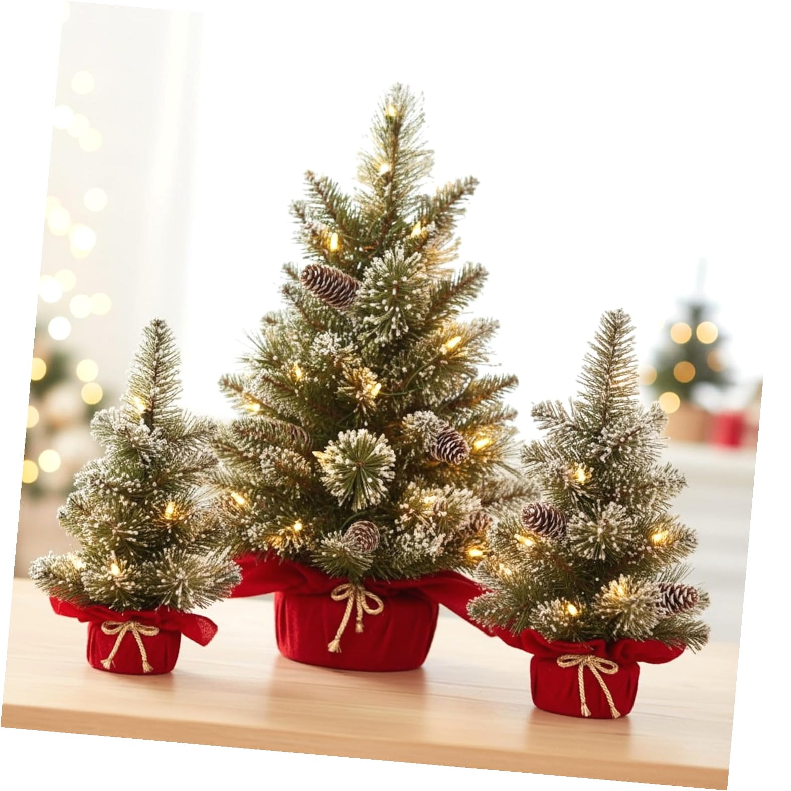 SKYSONIC 3 Piece Christmas Tree Small Prelit Artificial Tree for ...